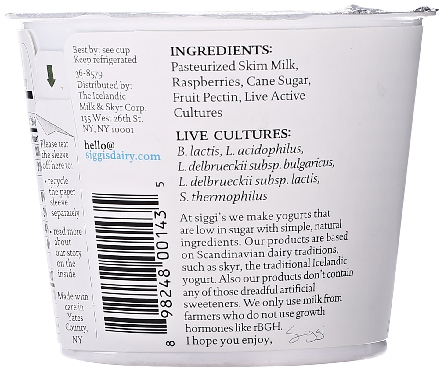 Buy siggi's® Icelandic Strained Nonfat Yogurt, Raspberry, 5.3 oz ...
