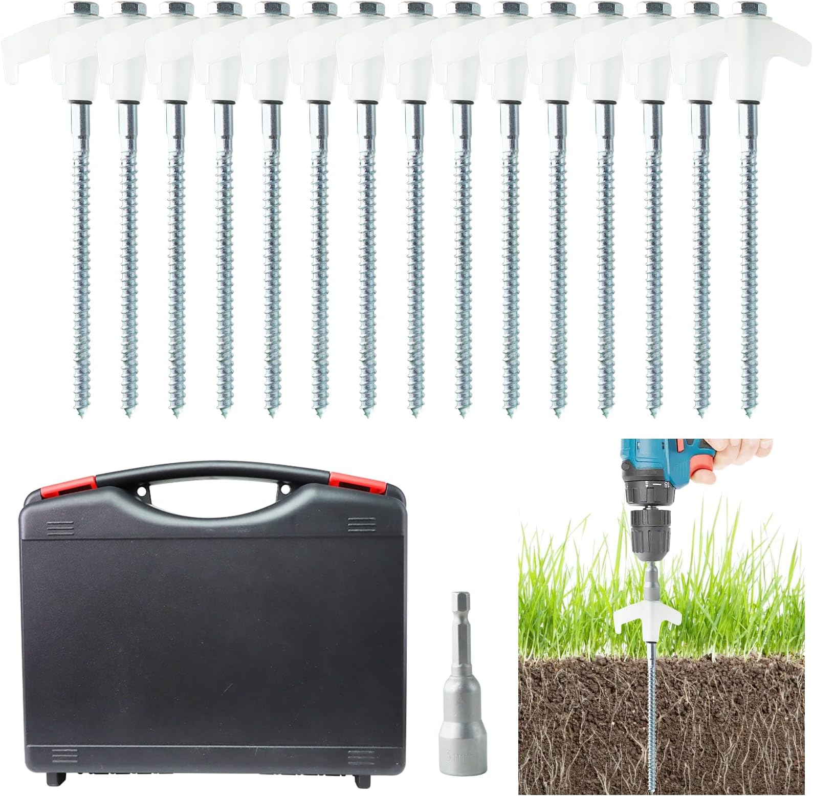 KEELYY 10x Zeltheringe Schraubheringe, Heringe Stahl mit Gewinde ...