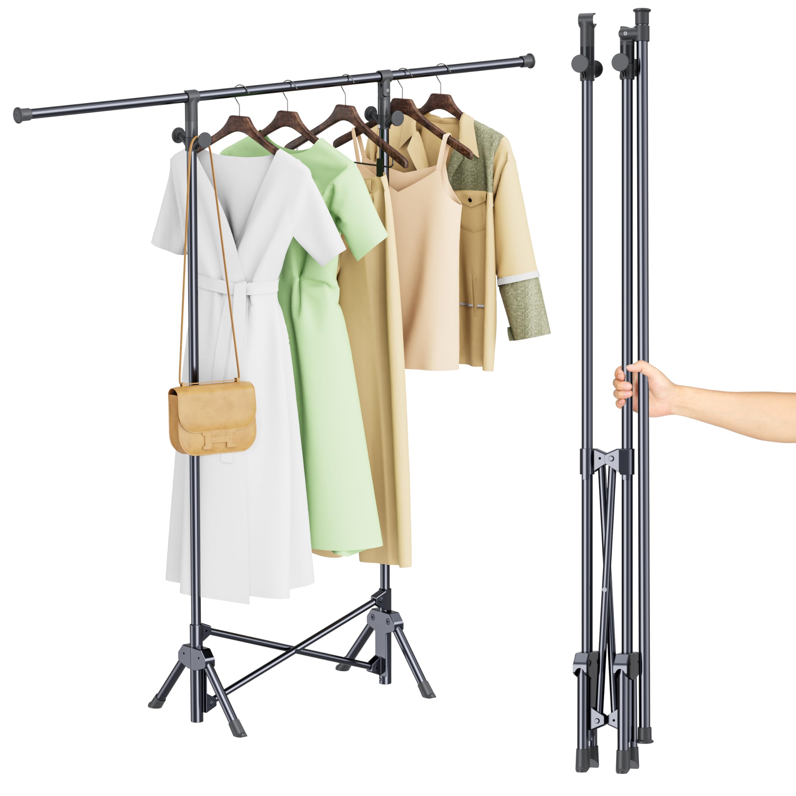 Amazon.com: Runsand No Installation Clothes Rack,Portable Folding ...