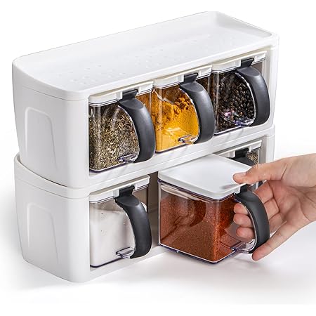 Amazon.com: BESUNTEK Seasoning Box, 2Pack Clear Seasoning Storage ...