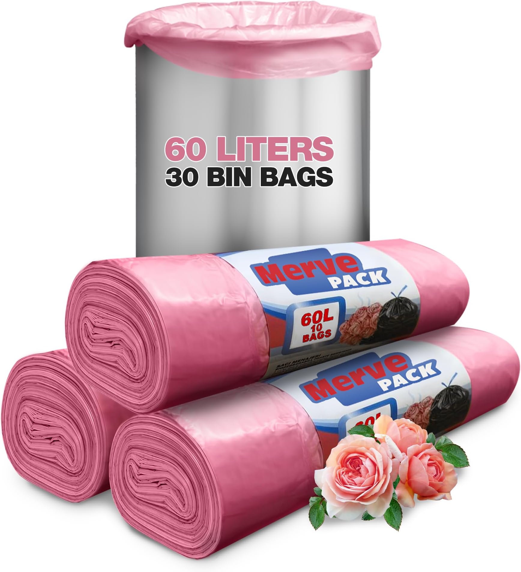 50 Flower Patterned Scented Vanity Bin Liners, Fragranced Bin Liner ...
