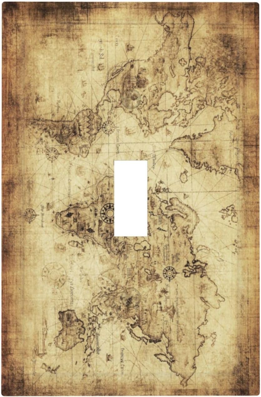 Old World Ocean Map 1 Gang Light Switch Plate Decorative Single Toggle ...