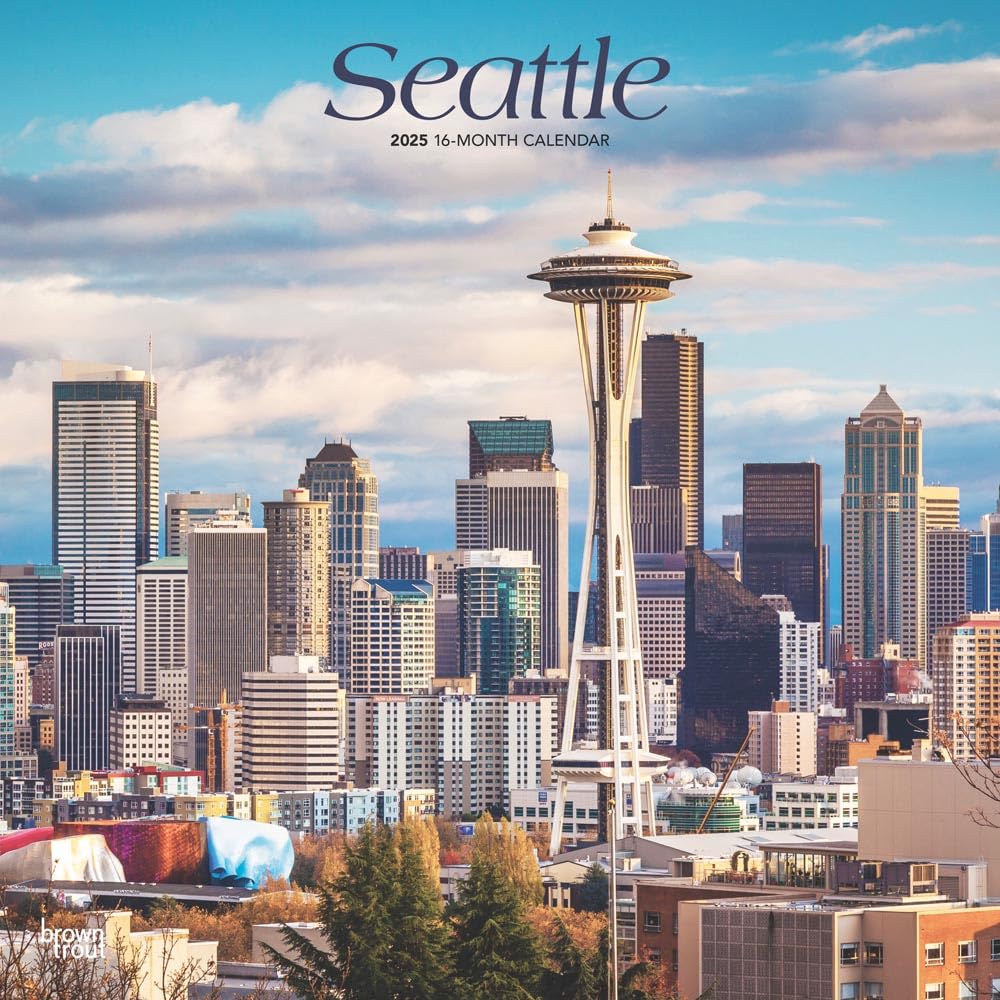 Seattle | 2025 12 x 24 Inch Monthly Square Wall Calendar | Plastic-Free ...