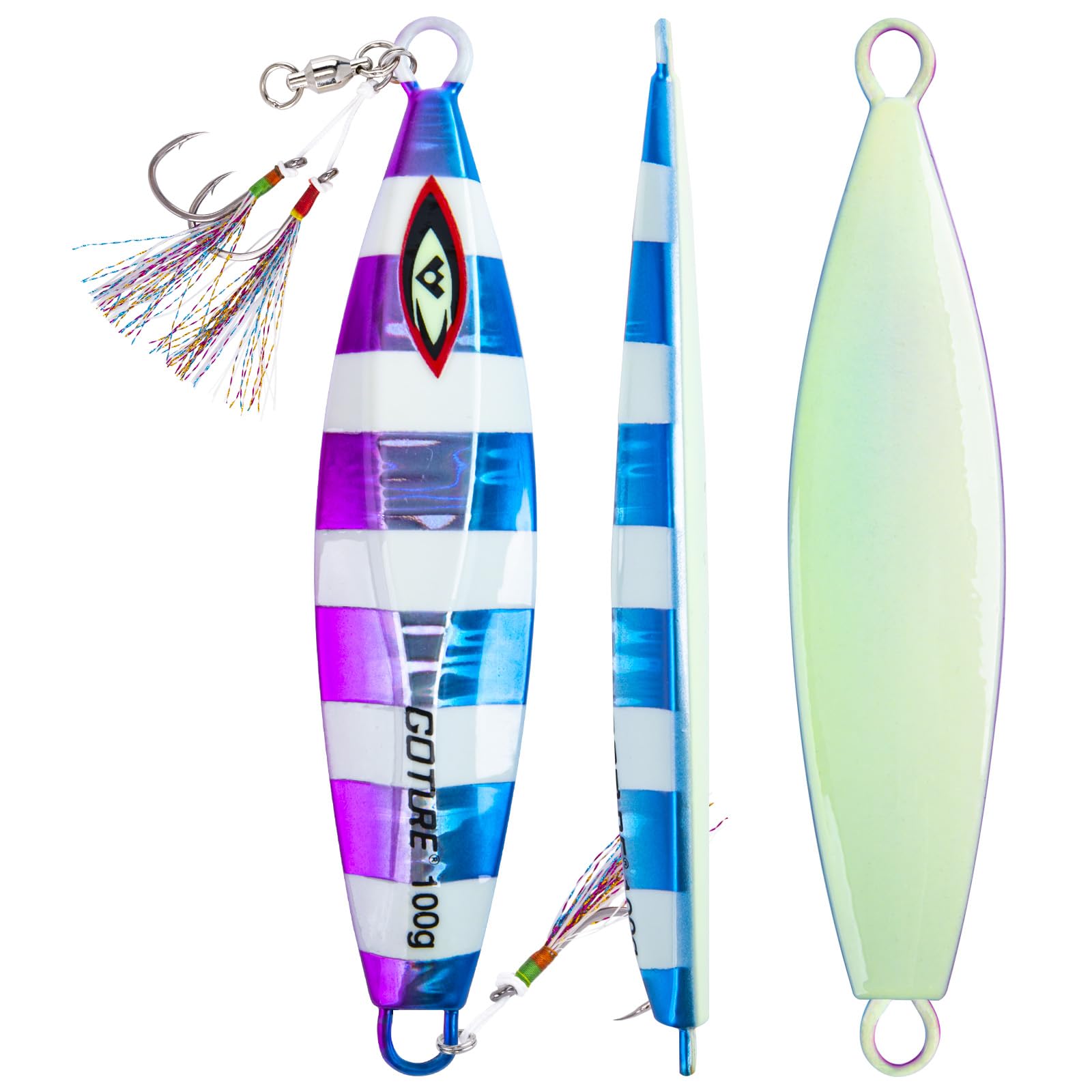 Amazon.com : Goture Slow Pitch Jigs, Glow Flat Fall Jig Fishing Lure ...