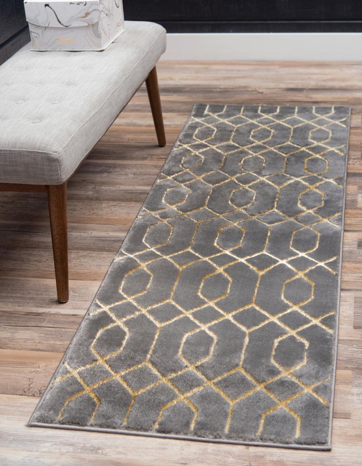Amazon.com: Unique Loom Glam Collection Area Rug - Trellis (2' 7" x 12 ...