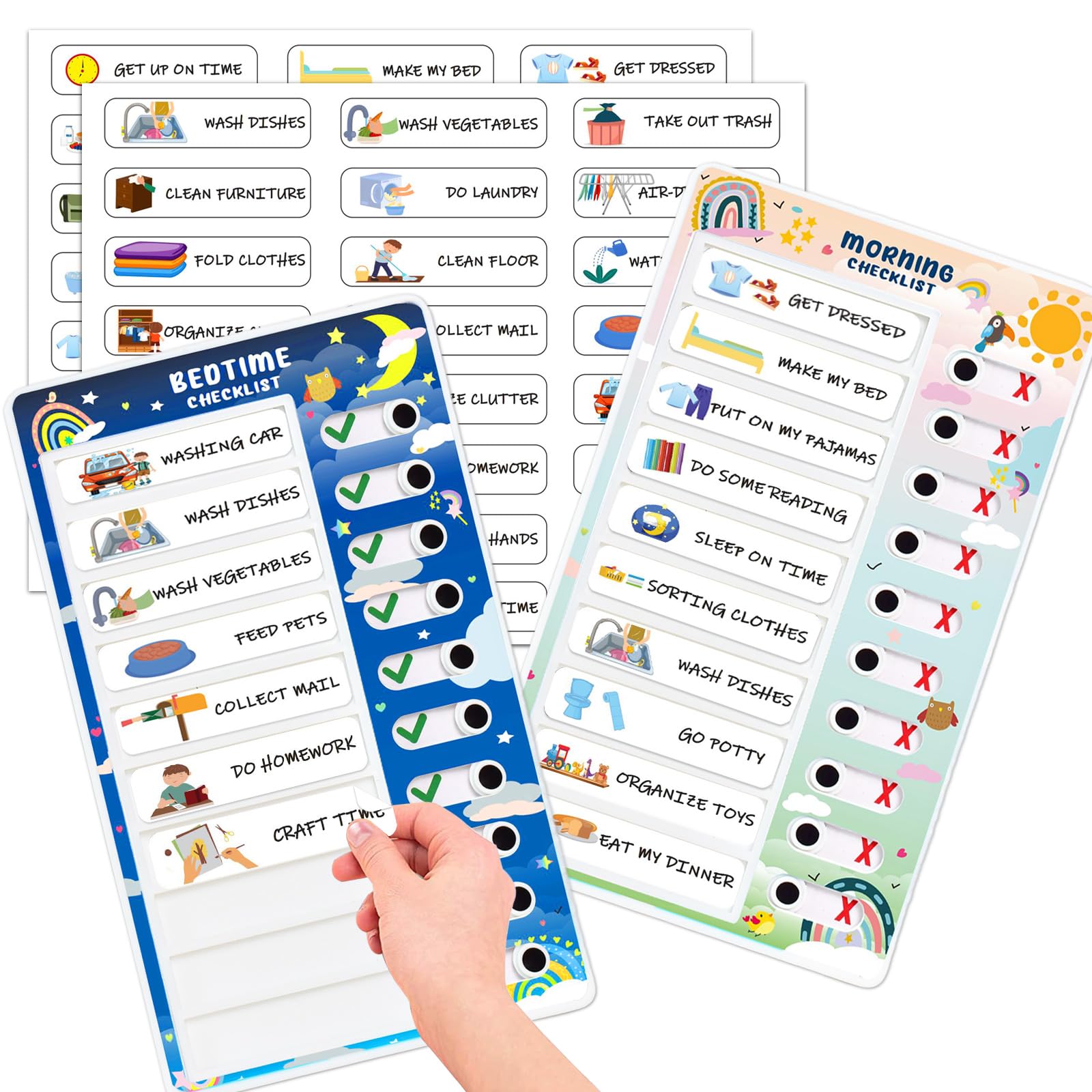 Chore Chart For Toddlers 3-5 Kids Daily Routine Chart - Wooden Visual ...