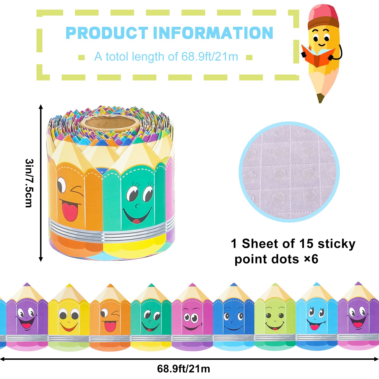Snapklik.com : KHayRovies Colorful Pencil Bulletin Board Borders ...