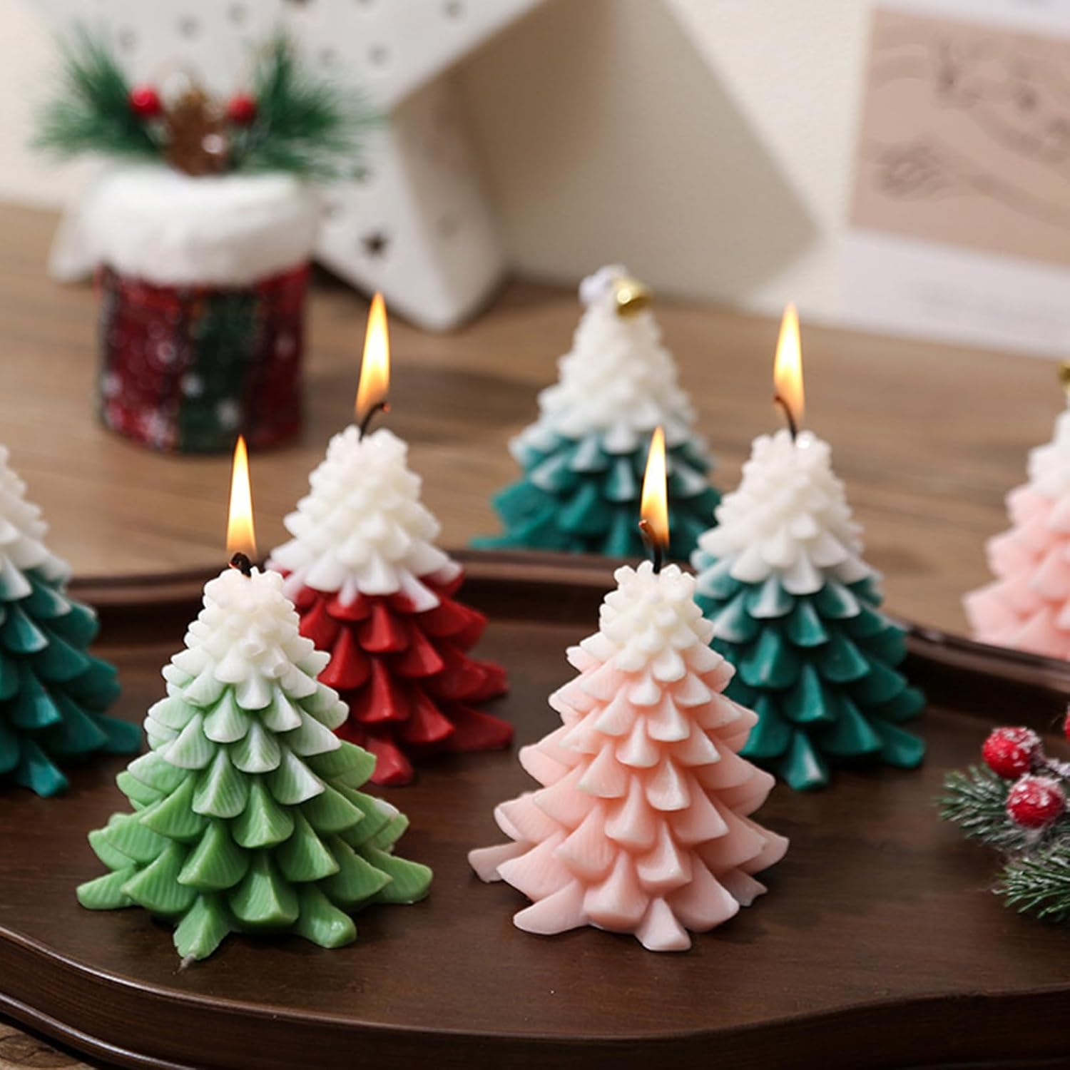 Amazon.com: LNwnmyyg 1 Pieces Large Christmas Candles Tree Santa ...