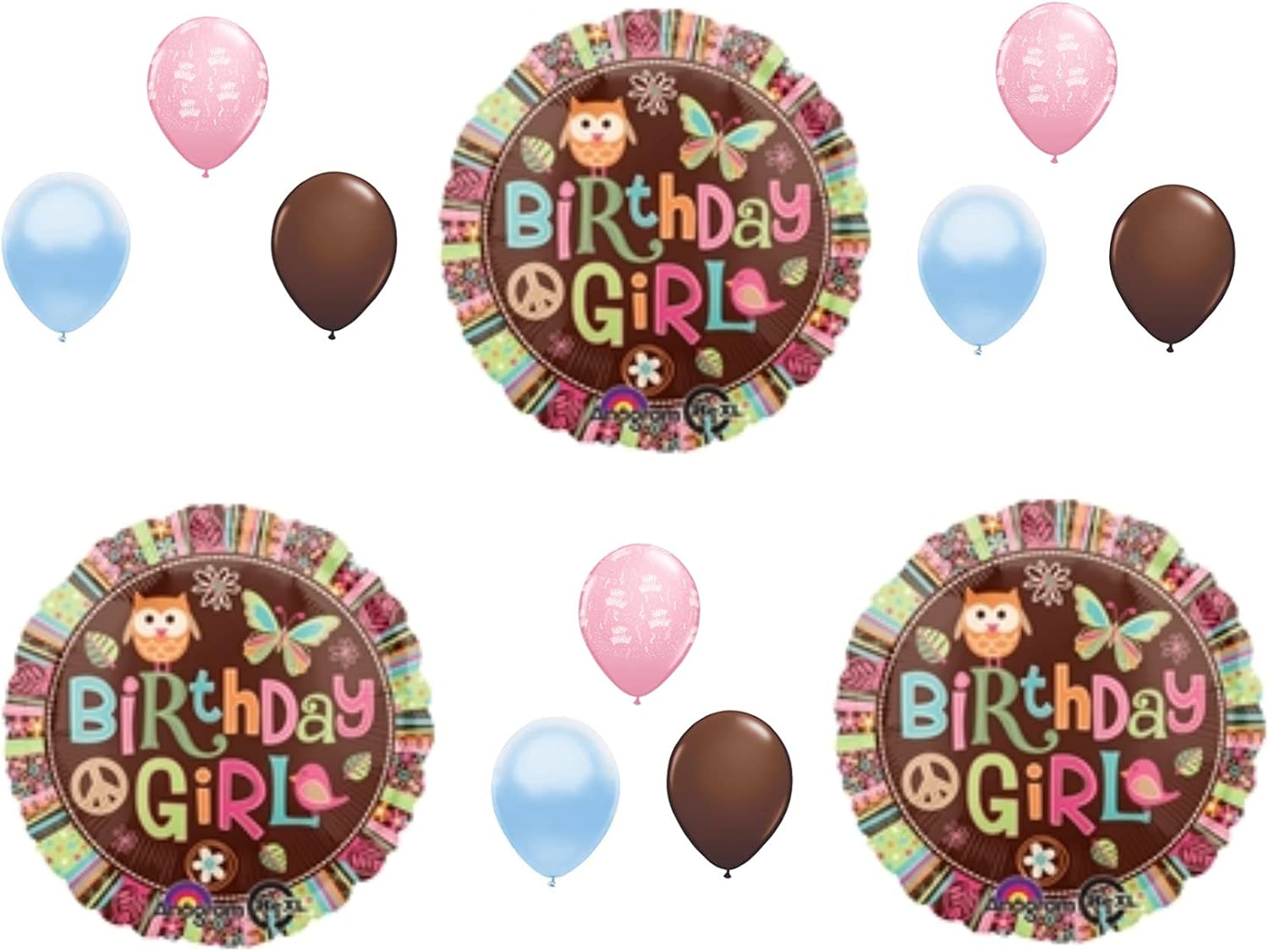 Amazon.com: Owl Boho Hippie Chick Happy Birthday party balloons ...