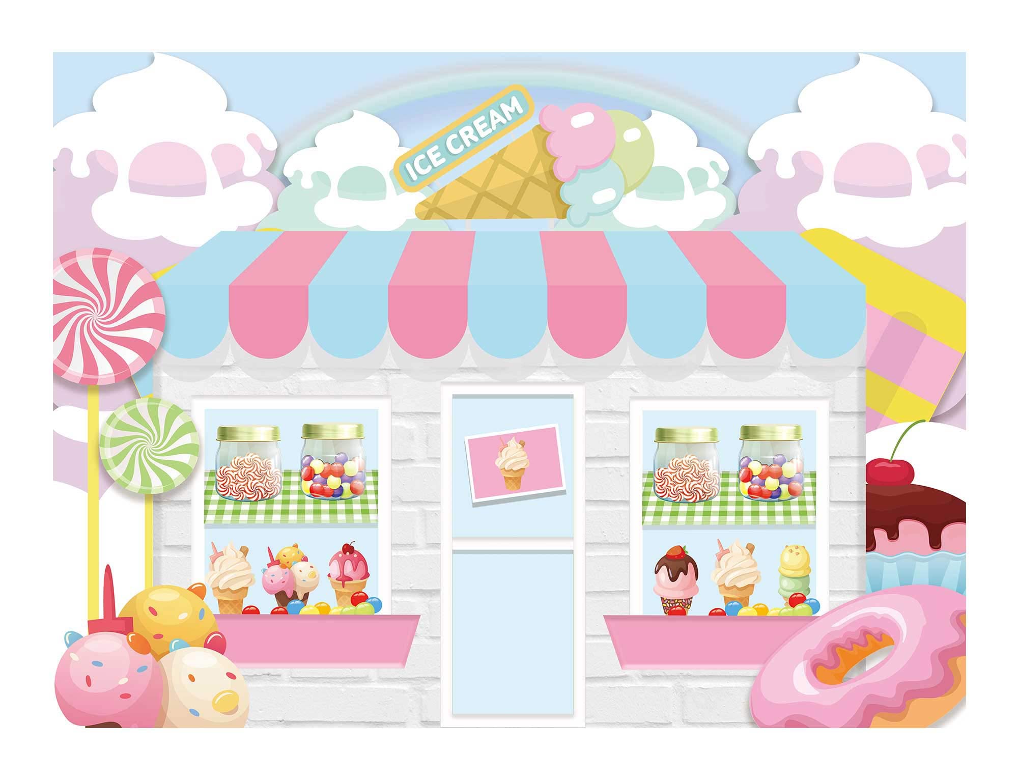 Ice Cream Shop Backdrop