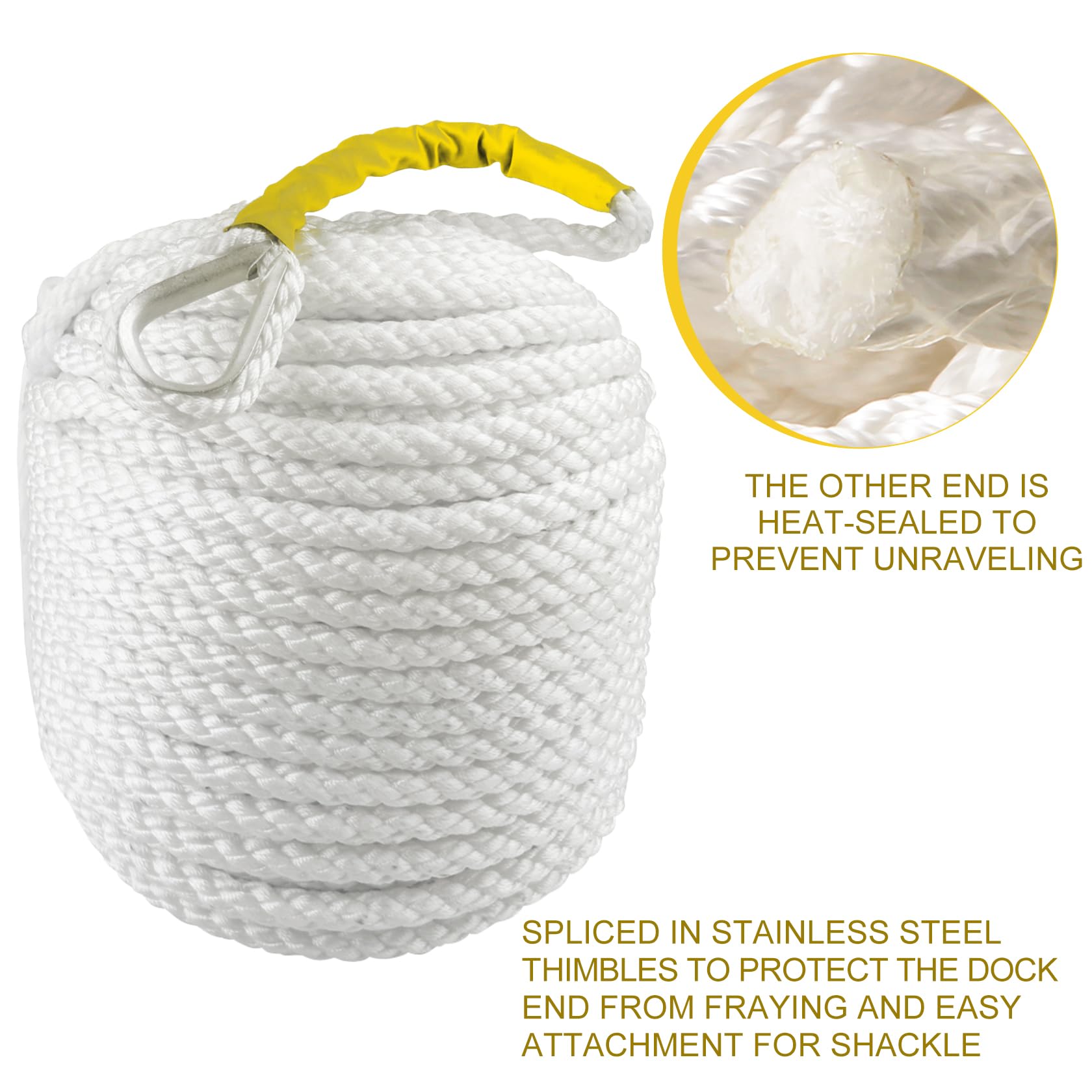 Snapklik.com : B4B BANG 4 BUCK Boat Anchor Rope 100 Ft X 1/2 Inch ...