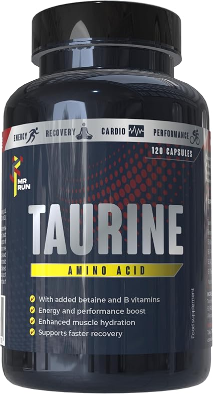 Taurine Supplement, 120 Capsules - High Strength Amino Acid for Energy ...