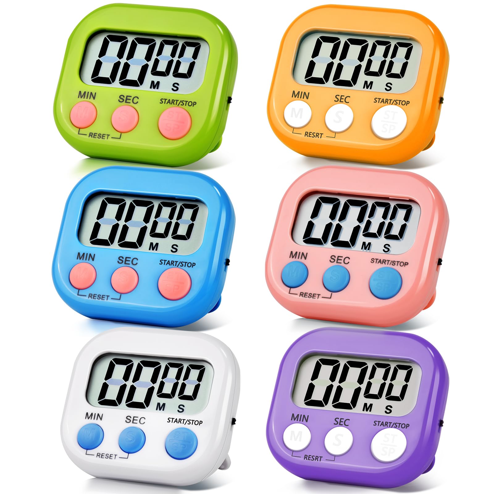 Amazon.com: 6 Pack Electronic Timer Loud Ring Kitchen Timer for Cooking ...