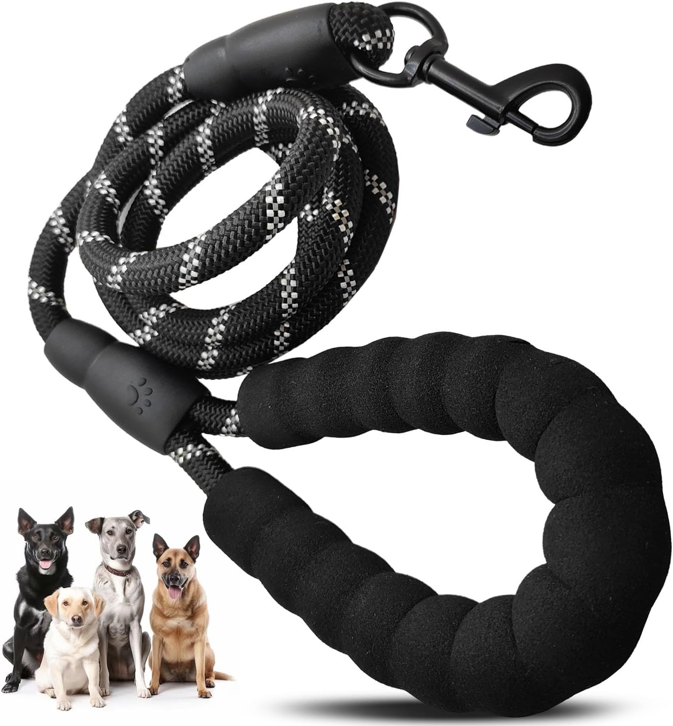 5 FT Dog Leash with Padded Handle and Reflective Rope Heavy Duty Padded ...