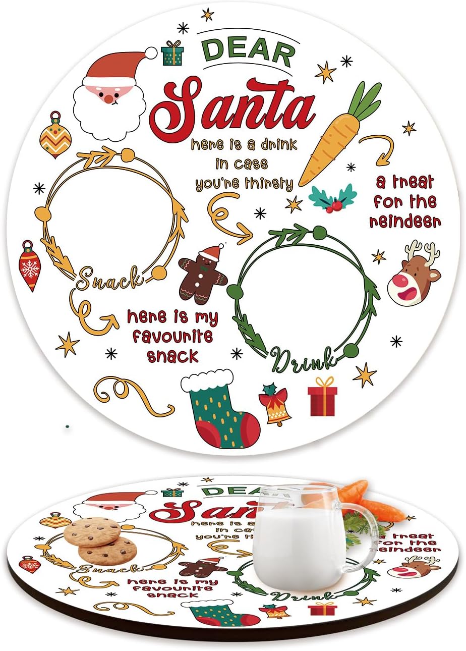 Amazon.com: Santa Christmas Treat Tray, Round Christmas Tray, Christmas ...