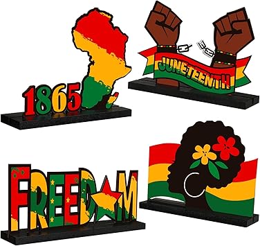 Amazon.com: Chunful 4 Pieces Juneteenth Wooden Centerpieces for Table ...