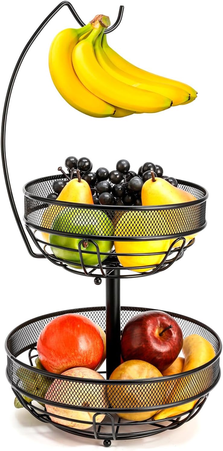 Amazon.com: LRLLGZF 2-Tier Fruit Basket Bowl Stackable Vegetable ...
