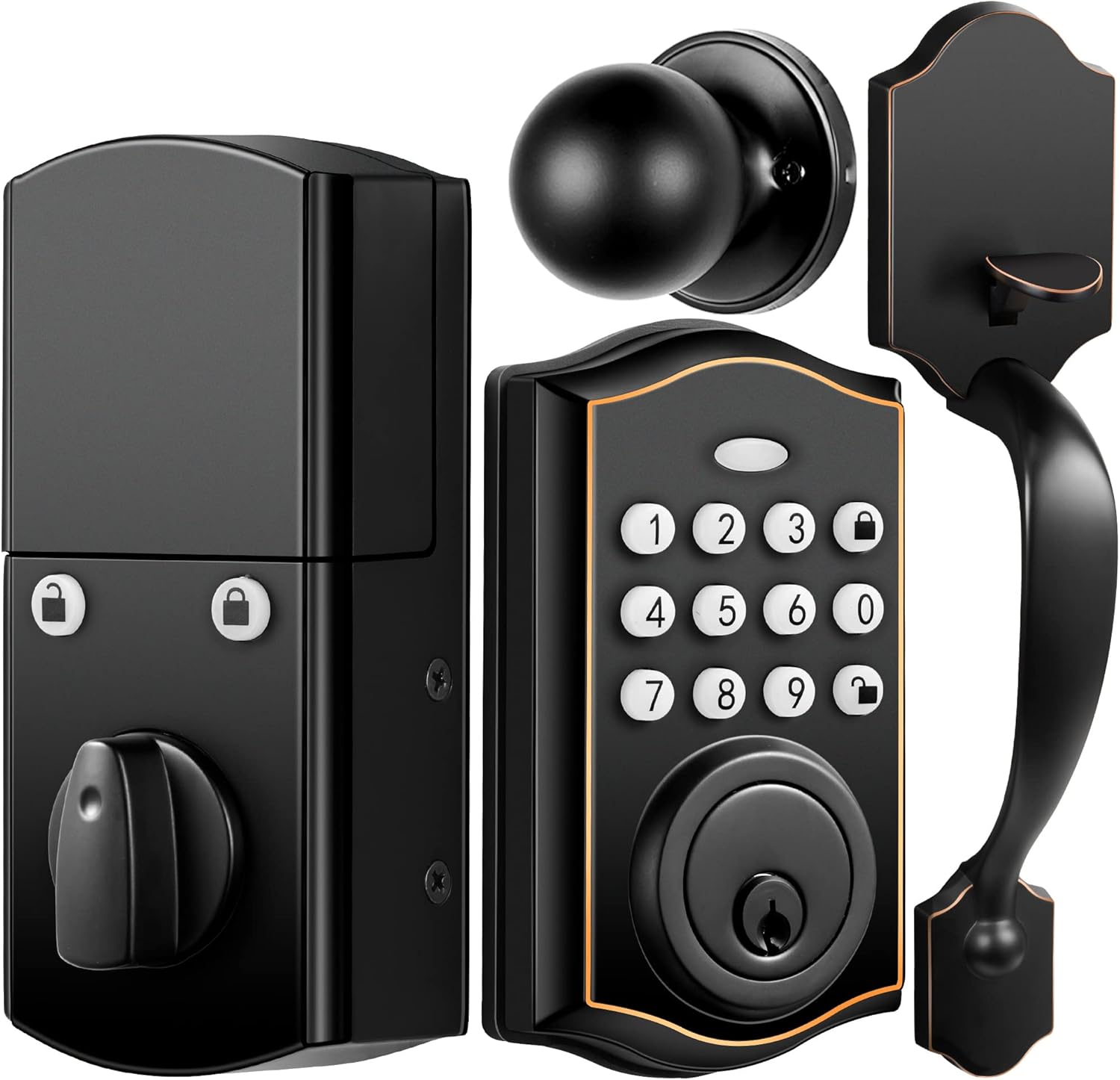 Electronic Keypad Deadbolt, Keyless Entry Door Lock with Handle, Heavy ...