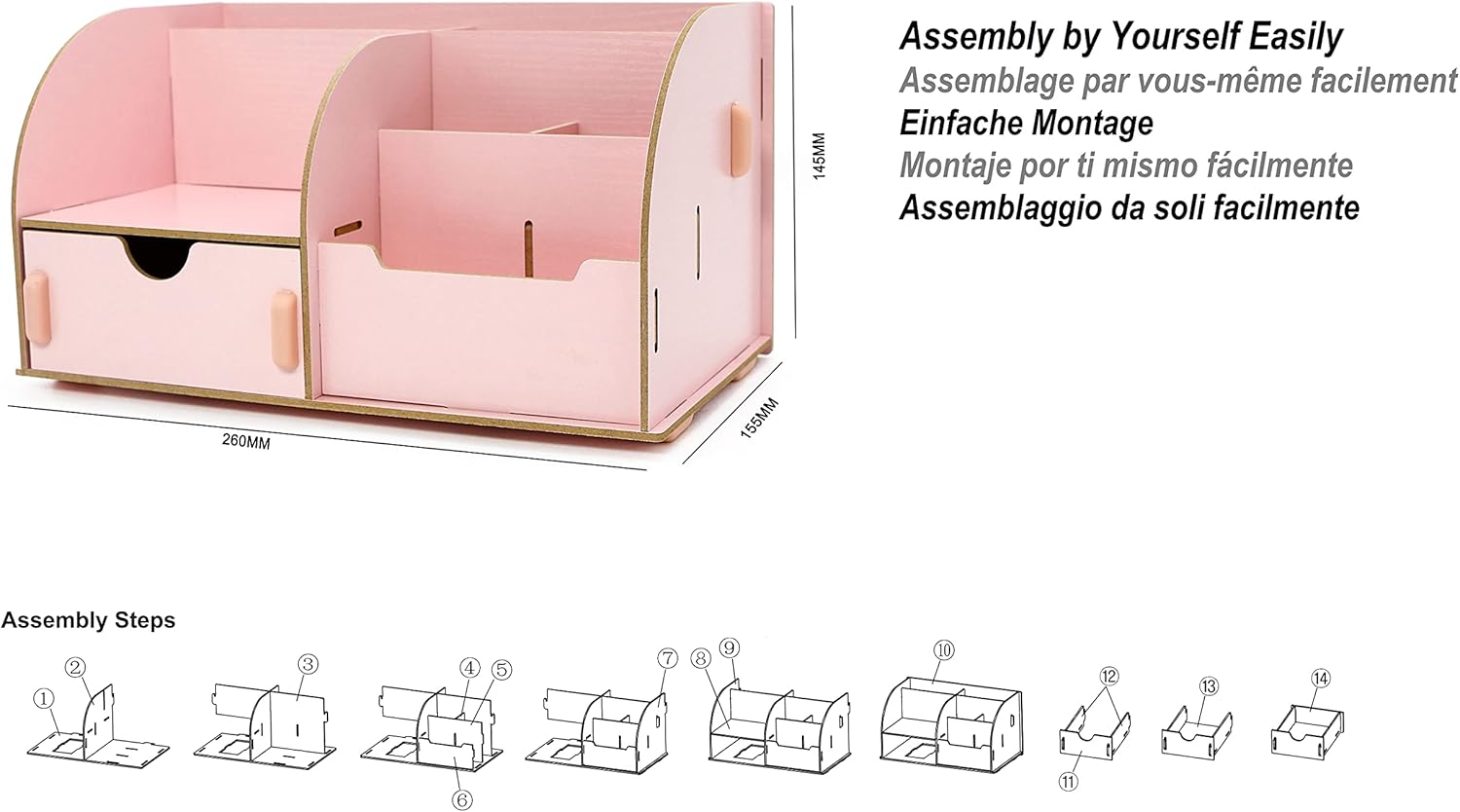 EXERZ Wooden Desk Organiser/Desk Tidy Caddy – Assembly by Youself ...