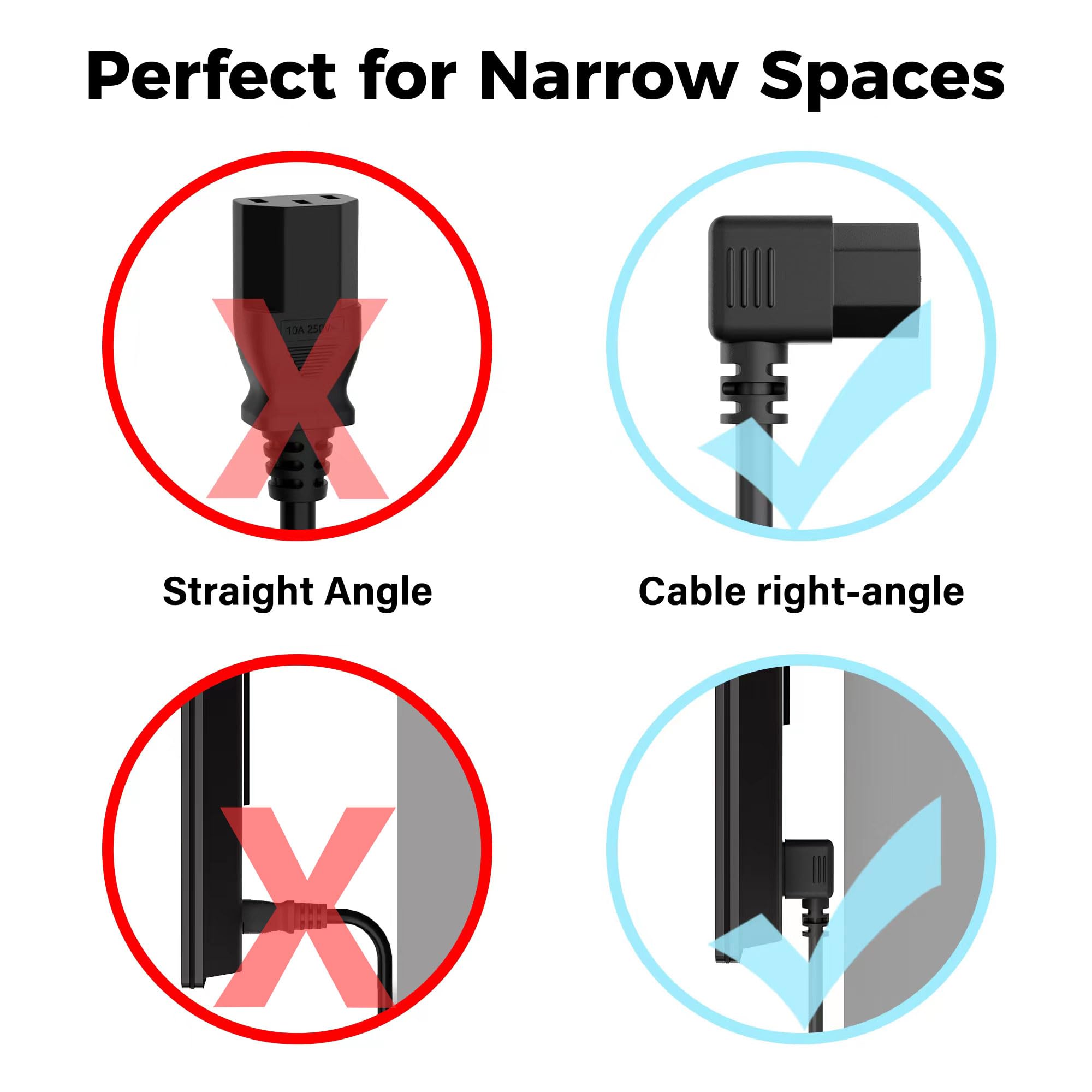 Snapklik.com : Elecan 3-Prong 45 Degree Flat To 90 Angled Plug ...