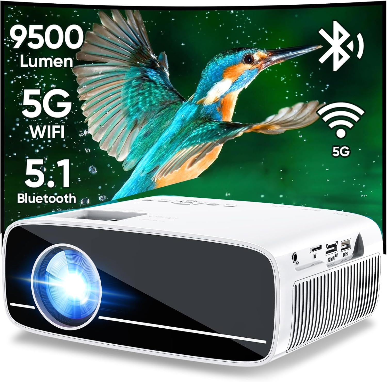 Native 1080P Projector with 5G WiFi and Bluetooth, 15000L Portable ...