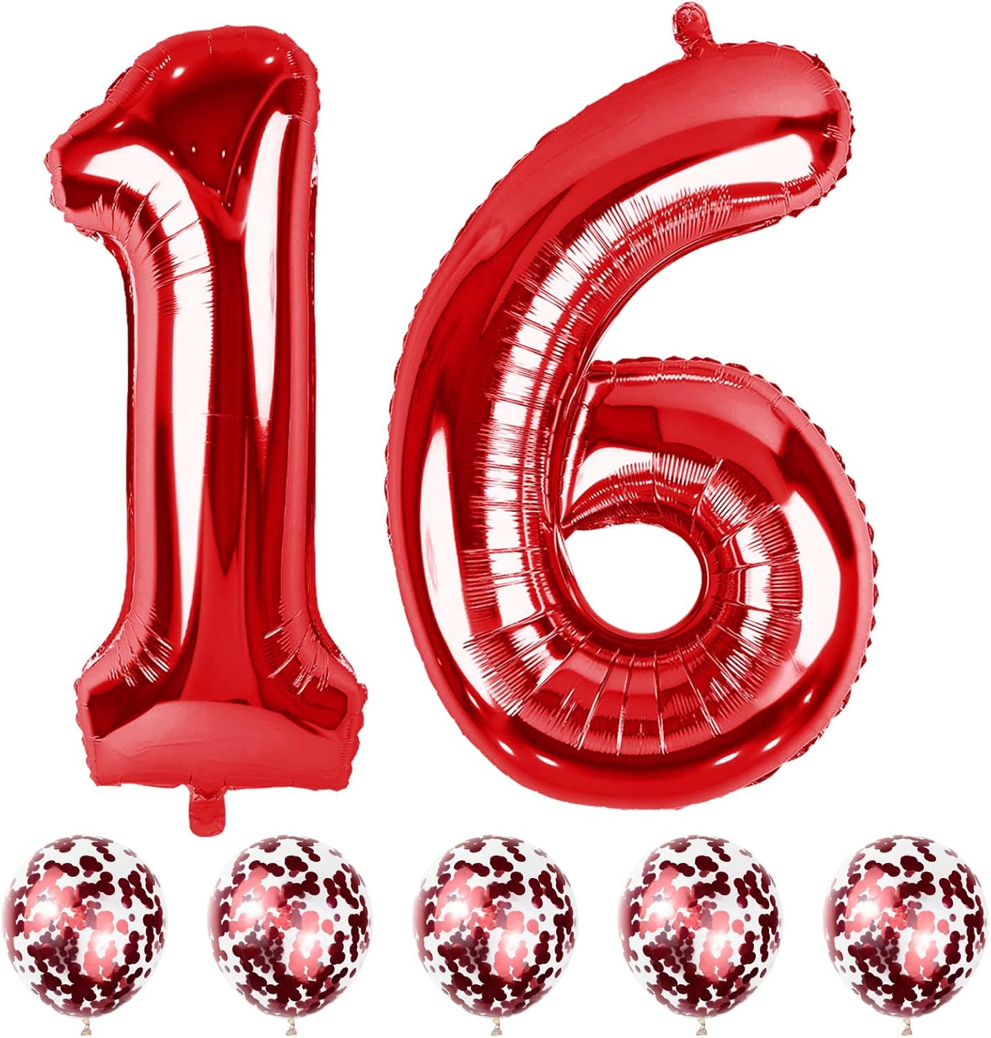 16th Birthday Balloons Red, 40 In Giant Digital Foil Number 1 and 6 ...