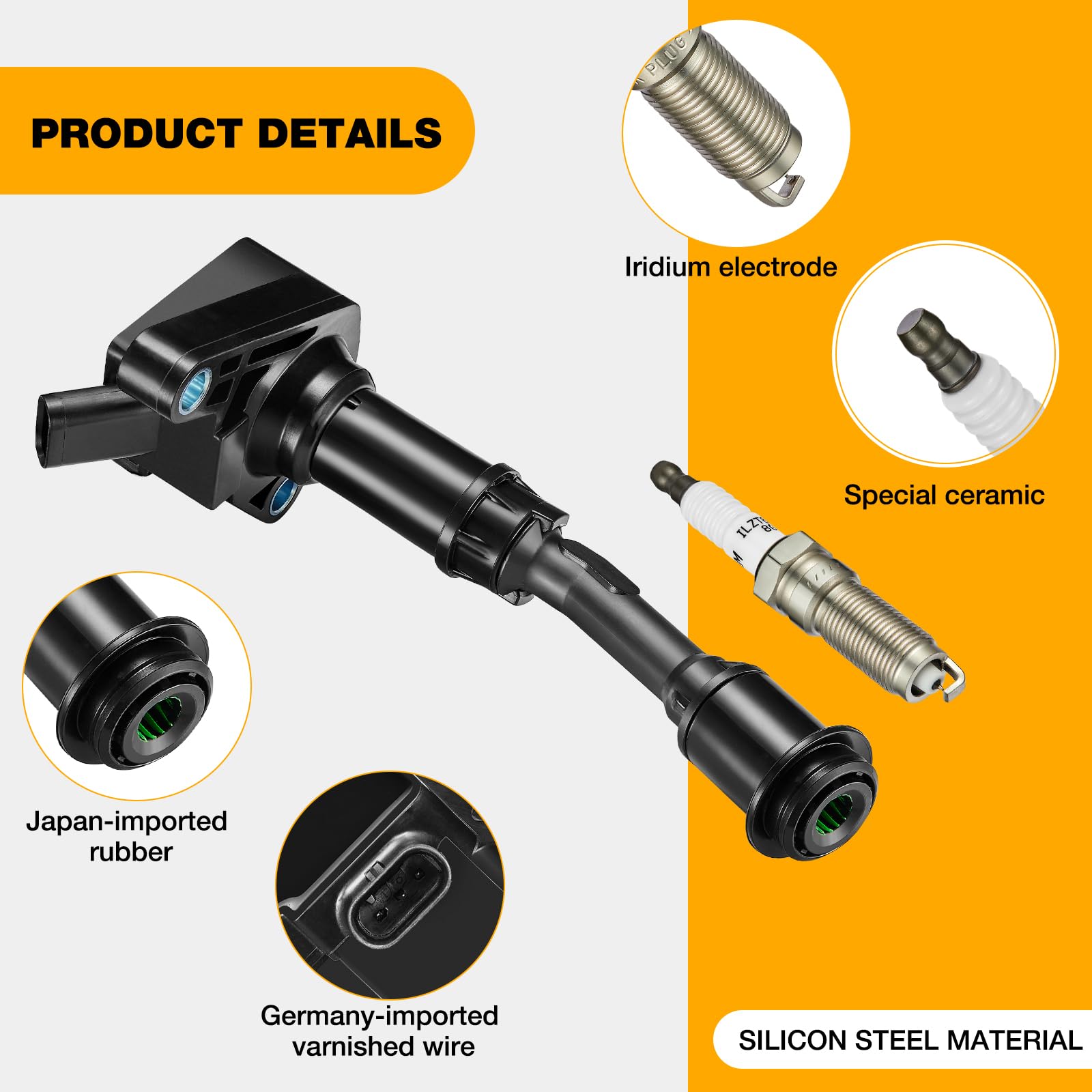 BDFHYK Ignition Coil Pack UF-735 and Iridium Spark Plugs SP539 ...