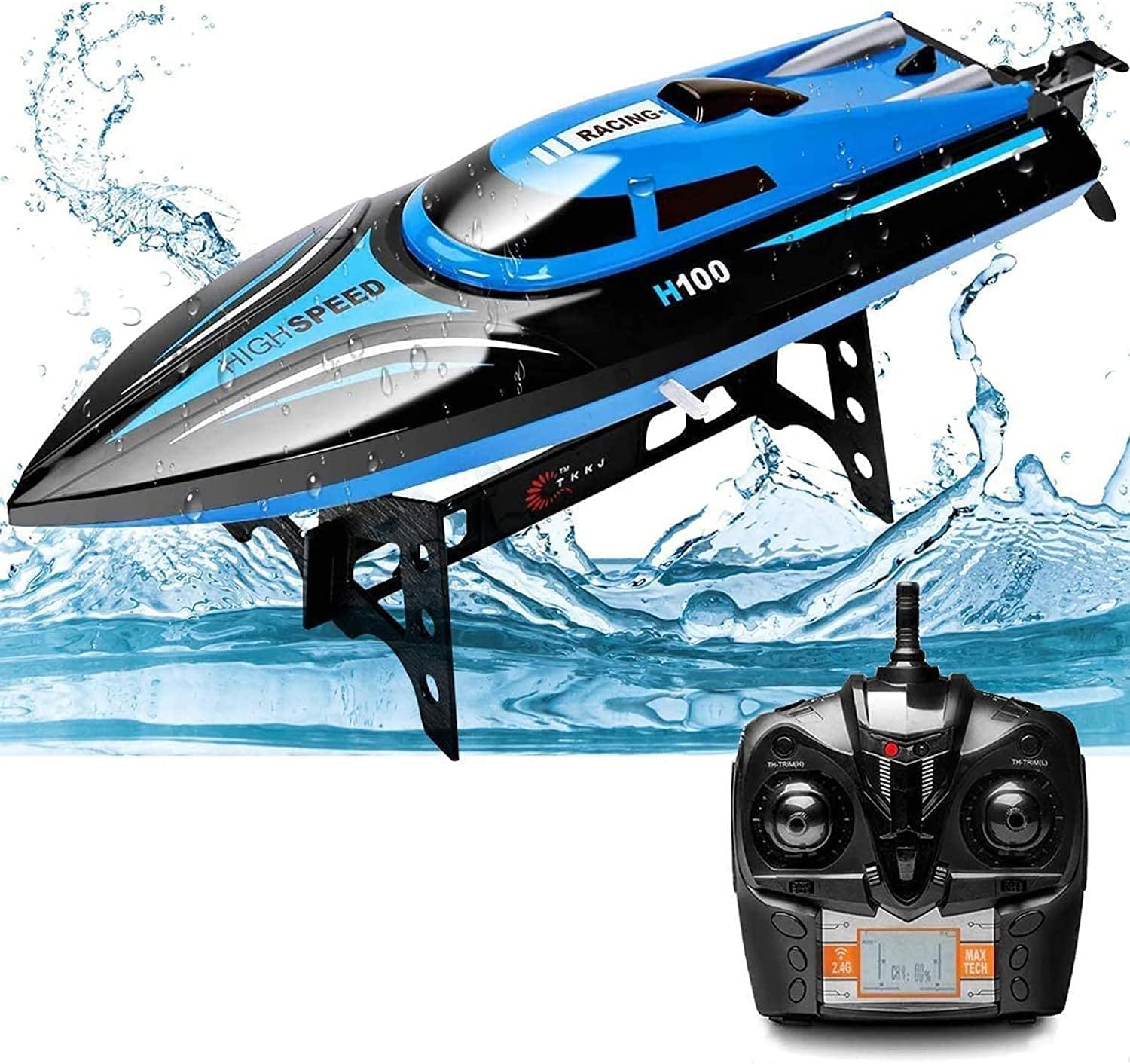 DEERC RC Boat, Remote Control Boat for Pools&Lakes, 20+ mph Self ...
