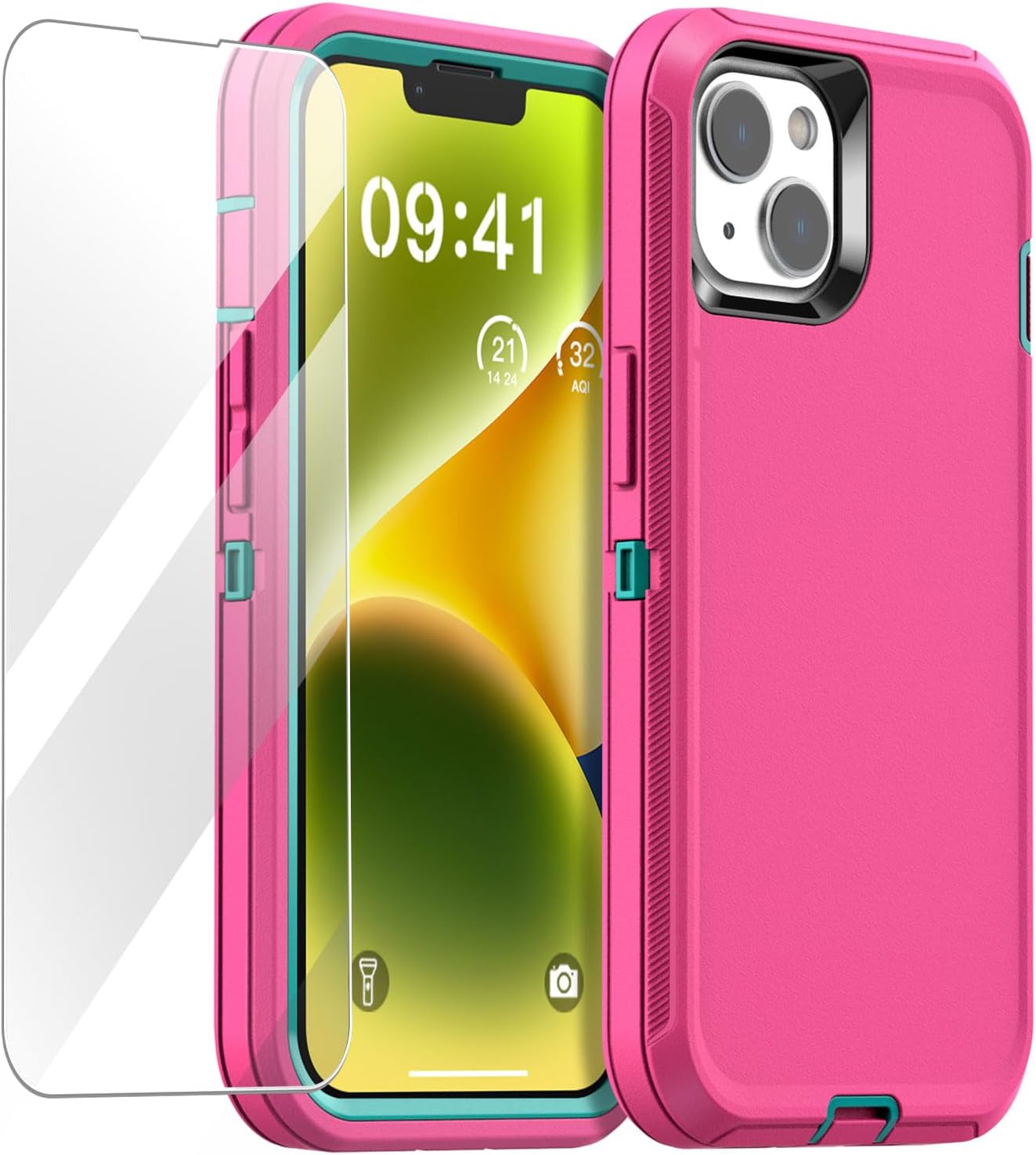Amazon.com: AICase for iPhone 14 Case(6.1") with Glass Screen Protector ...