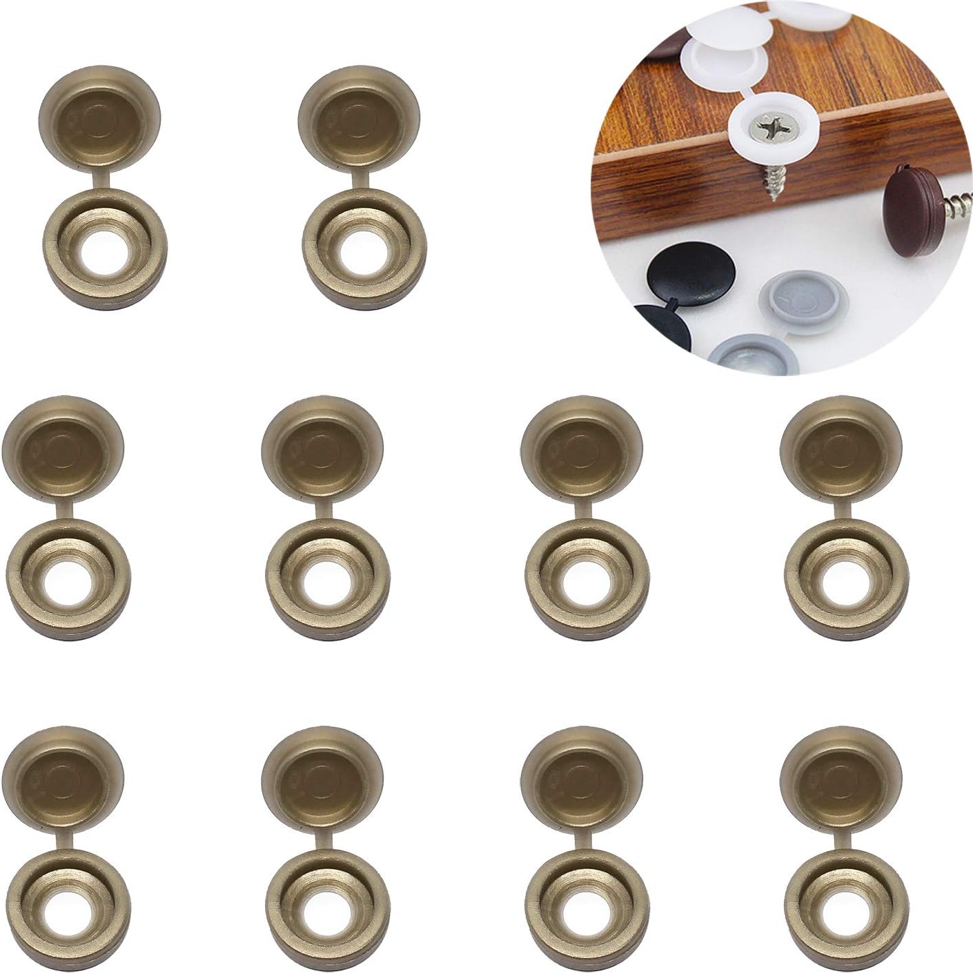 Amazon.com: UoYu 50 Pcs Plastic Hinged Screw Cover Caps Washer Flip ...