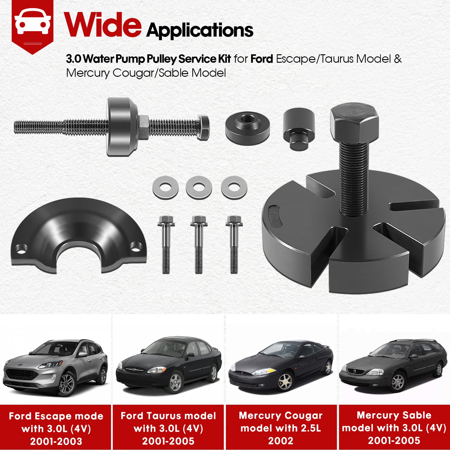 DearChan 3.0 Water Pump Pulley Service Kit 303-S455-KIT for Ford Escape ...