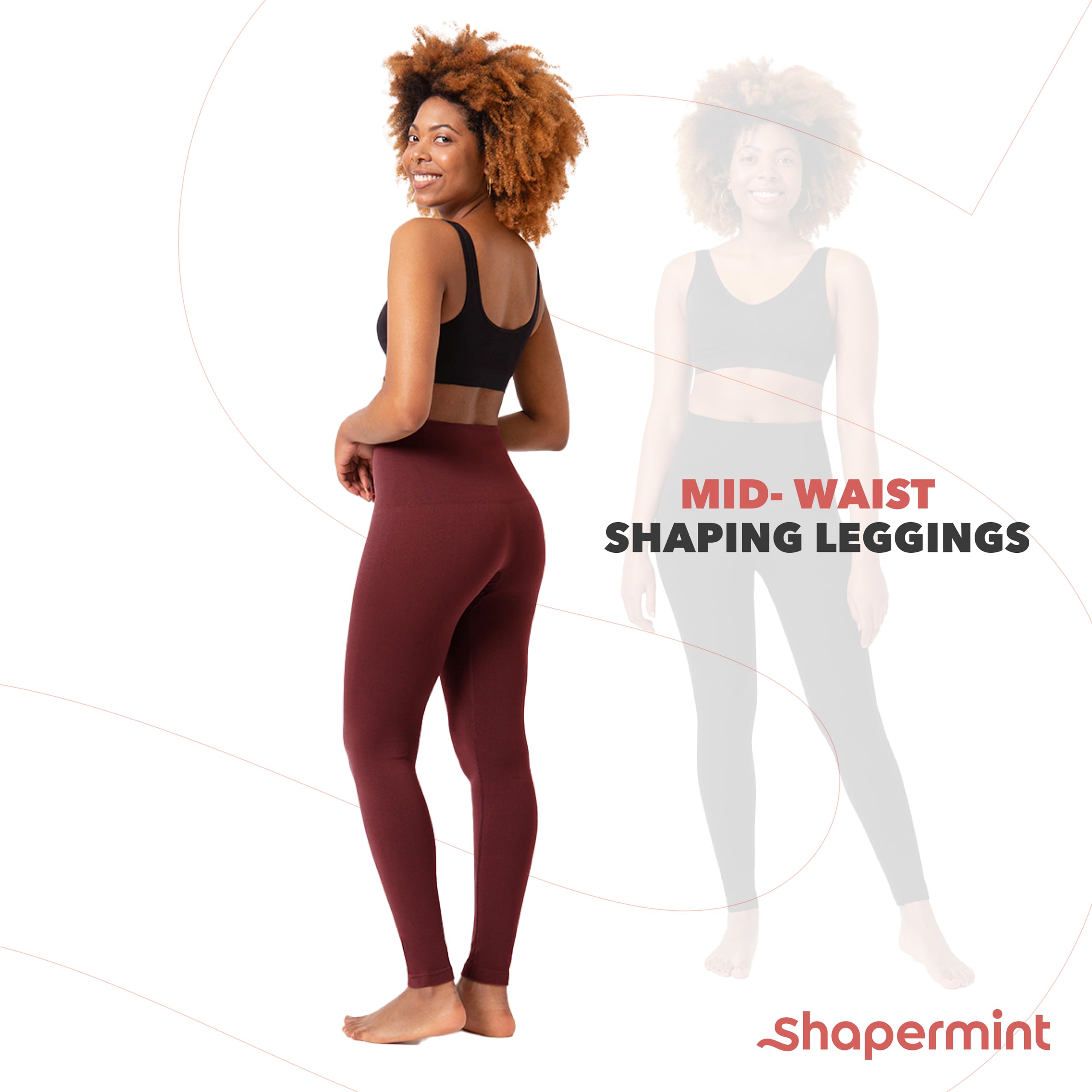 Snapklik.com : SHAPERMINT Comfort Mid-Waist Shaping Leggings For Women ...