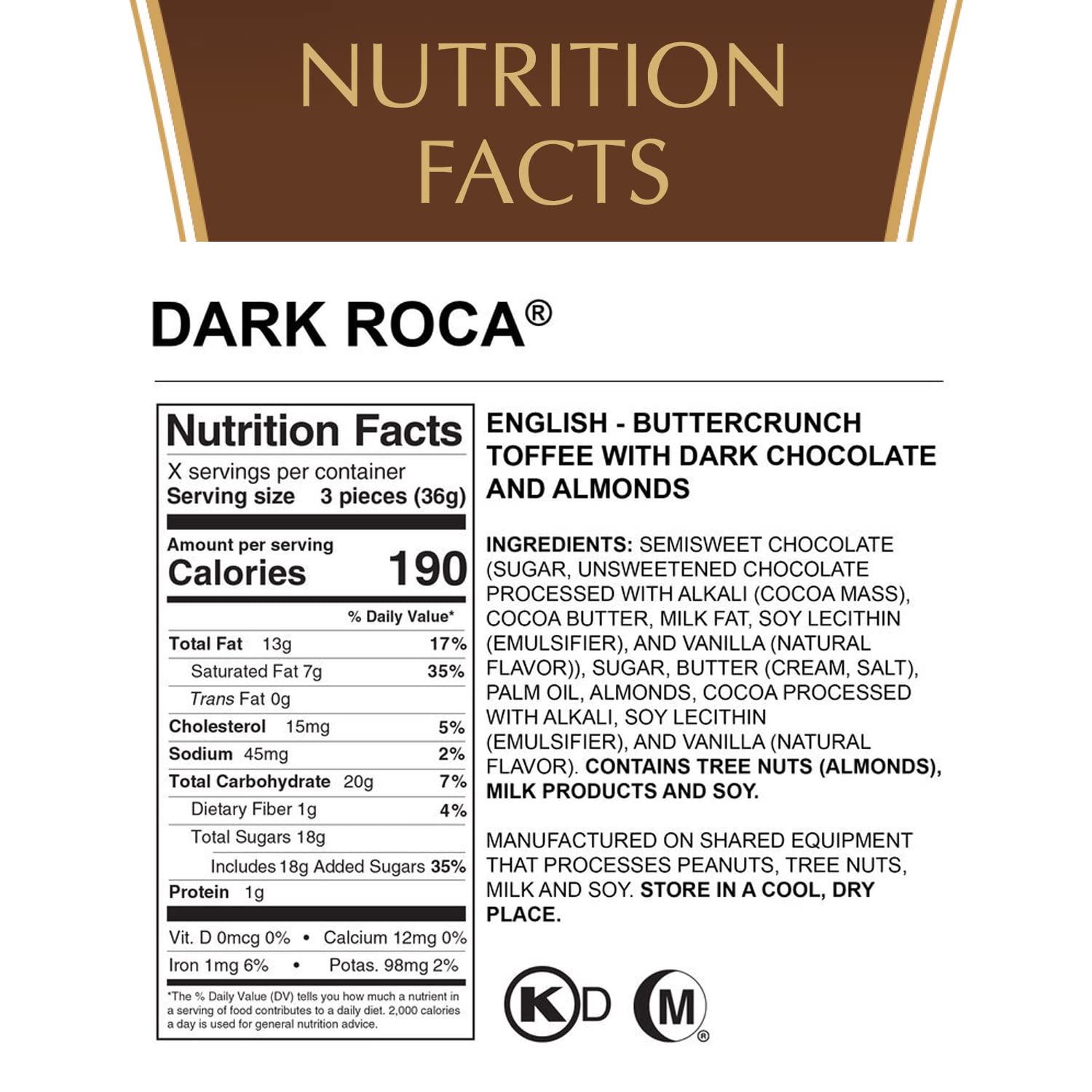 Brown Haley Almond DARK ROCA – Recipiente de chocolate negro envuelto ...