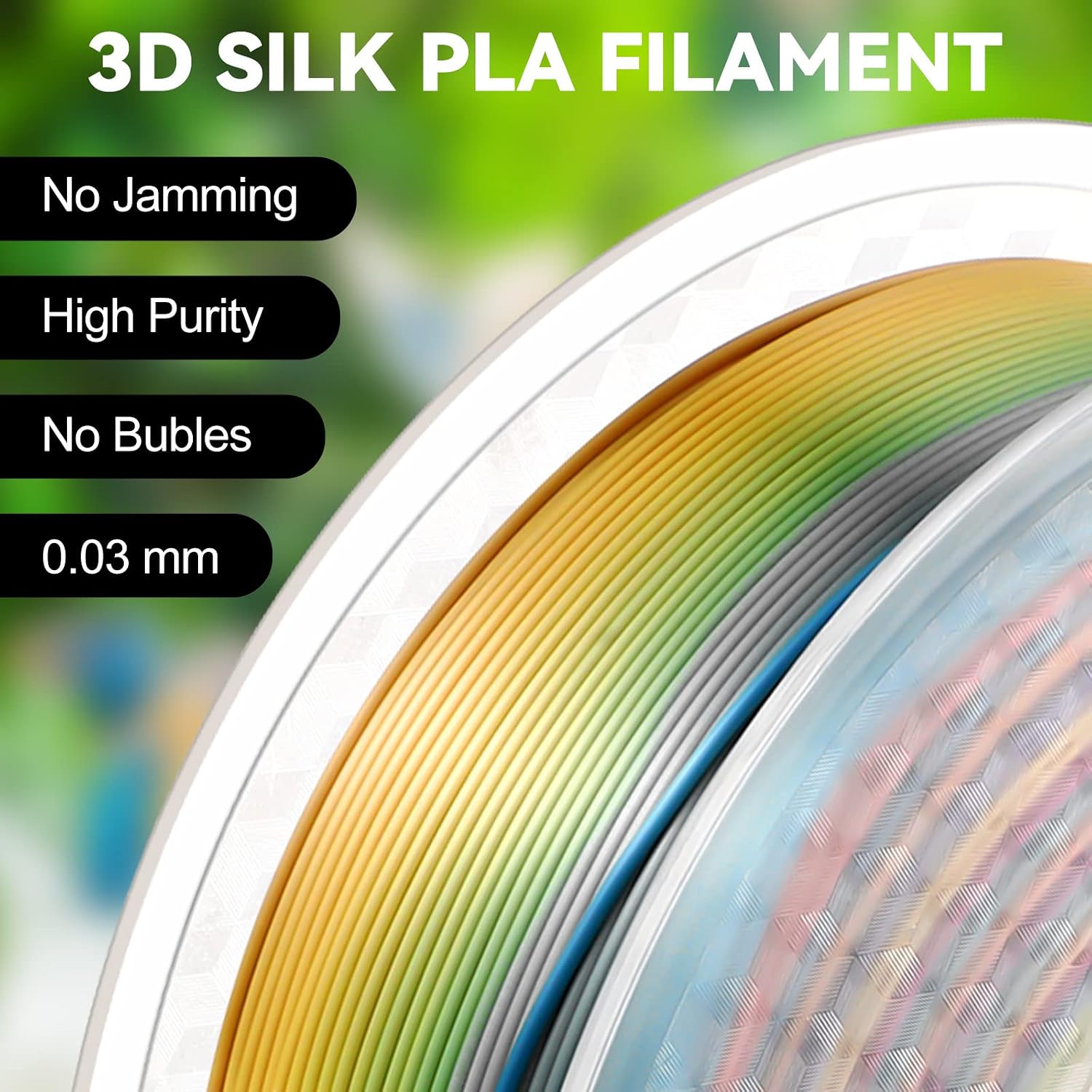 Review 2 Rolls PLA 3D Printer Filament 1.75mm +/- 0.03mm Silk Rainbow ...