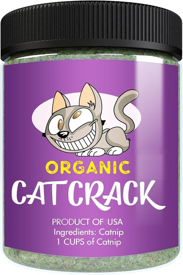 Cat Crack Organic Catnip, Premium Safe Nip Blend, Infused with Maximum Potency Your Kitty Will ...