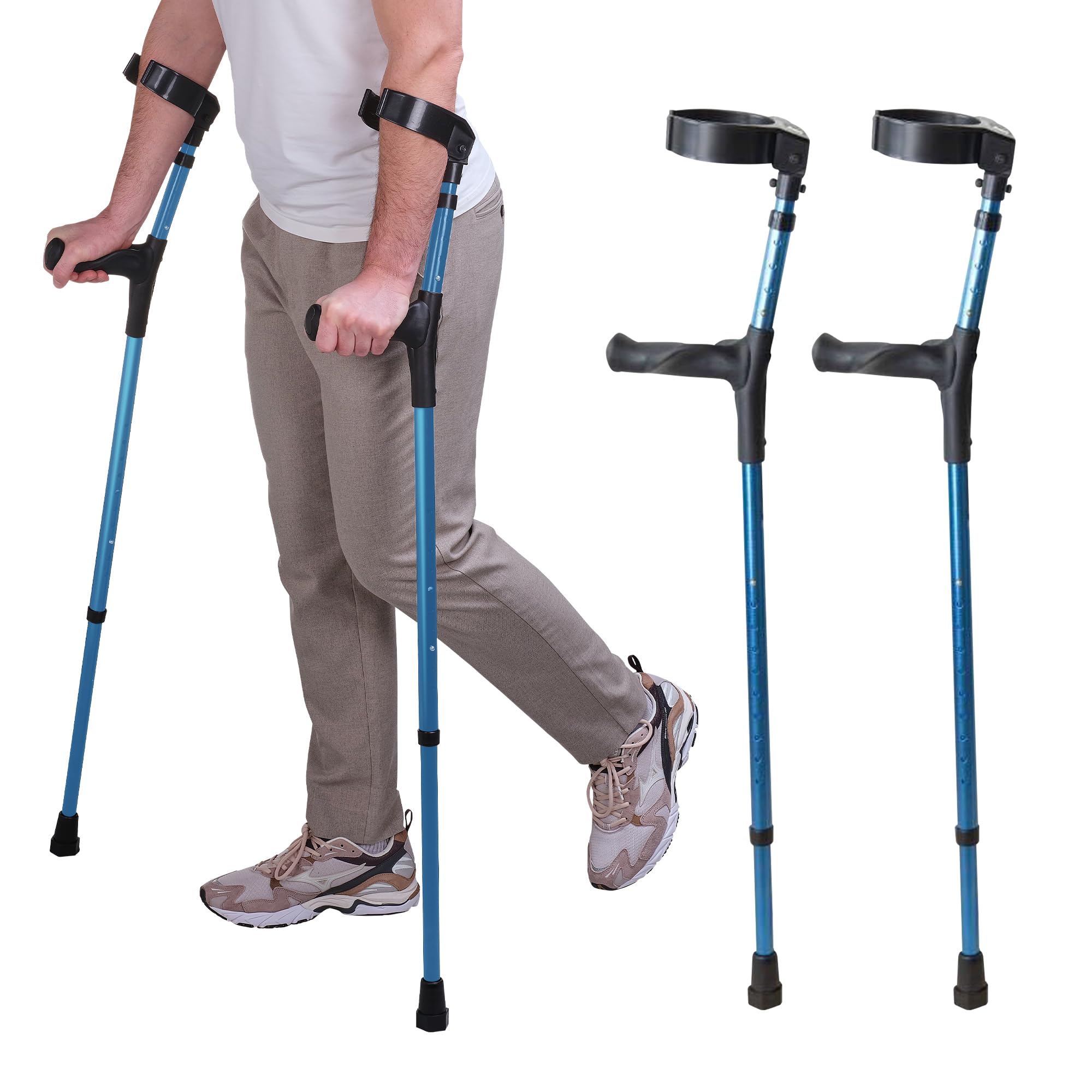 Adults Forearm Crutches Walking Height Adjustment Both Arms and Legs ...