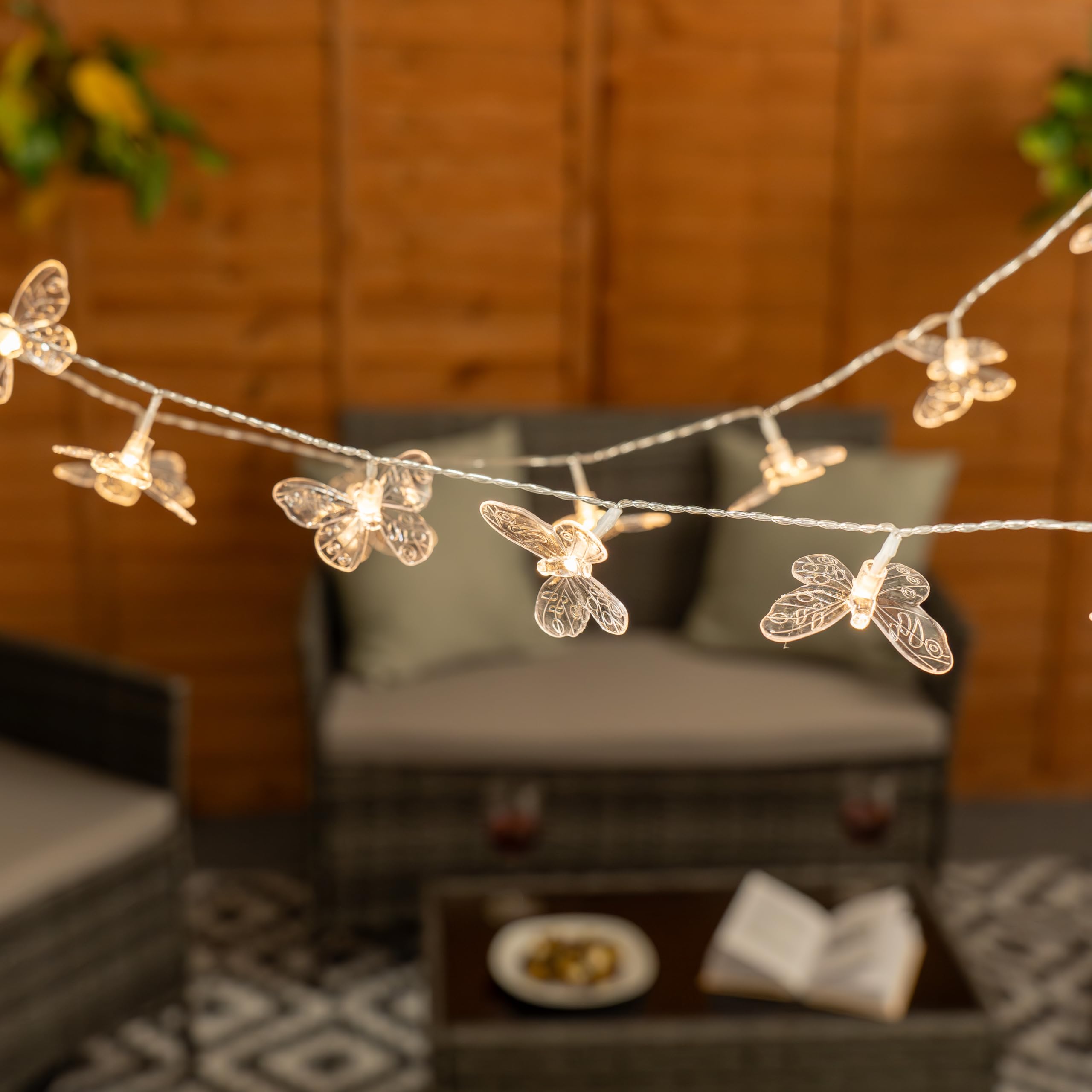 Set of 20 – Clear Butterfly Solar String Lights Outdoor Garden Solar ...