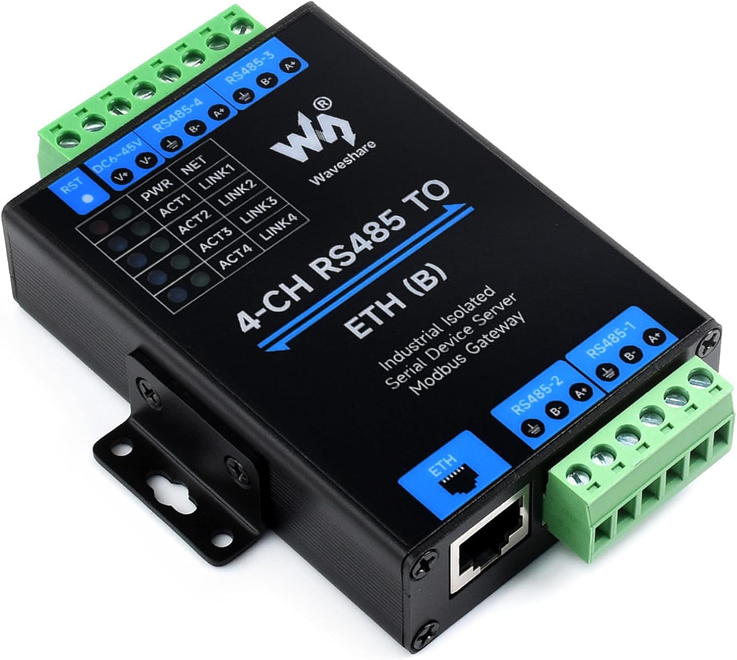 Amazon.com: Waveshare 4-Ch RS485 to RJ45 Ethernet Serial Server, 4 ...