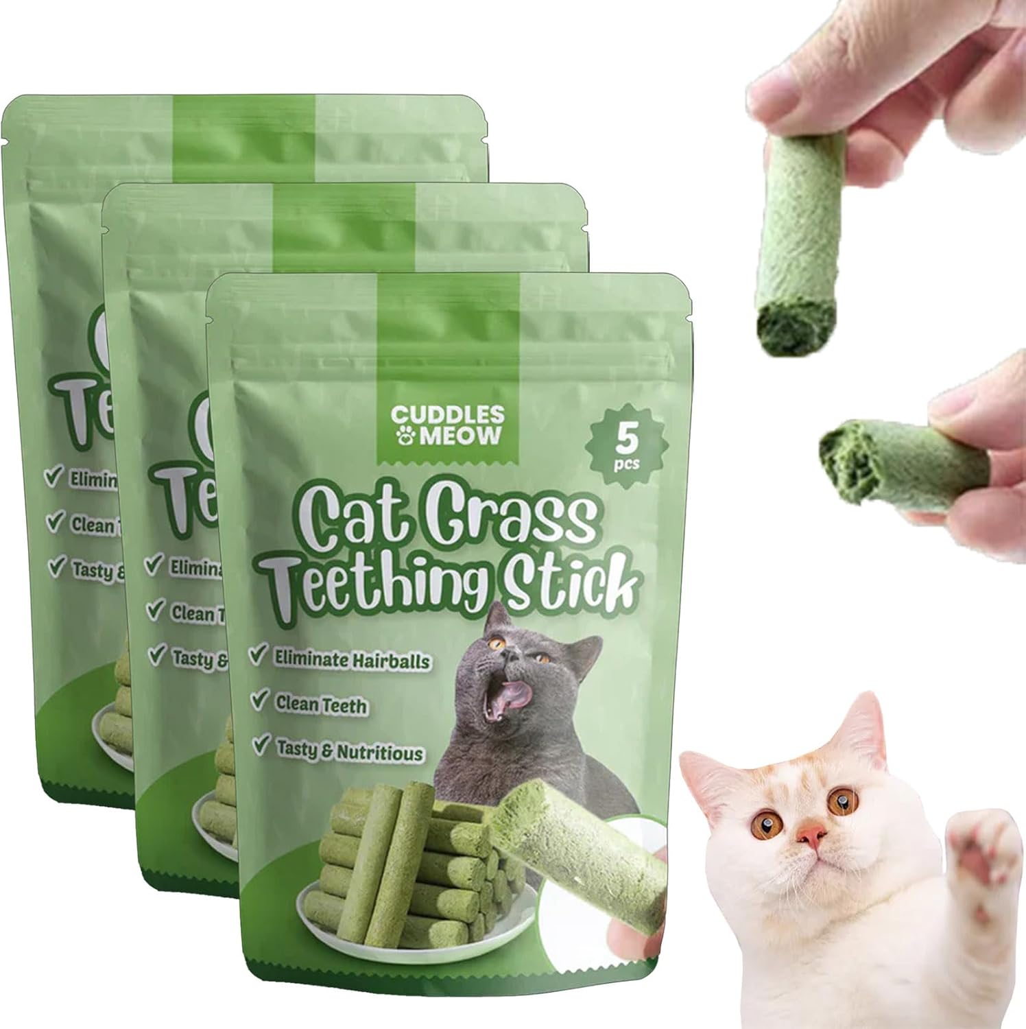 Amazon.com : KCRPM Berdexa Cat Grass Teething Sticks, Chew Sticks for ...