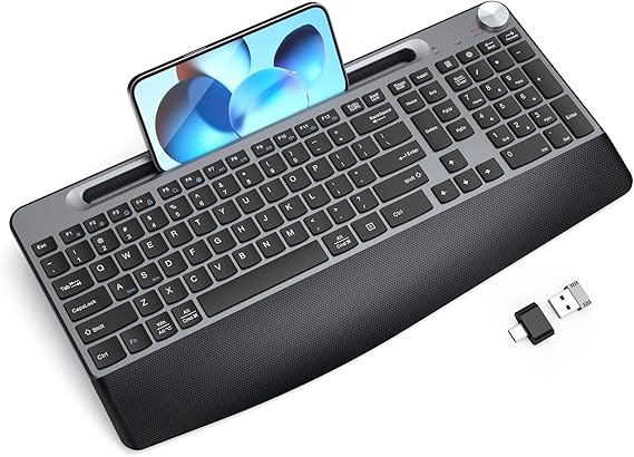 Amazon.com: JOYACCESS Ergonomic Wireless Keyboard with Wrist Rest, Low ...