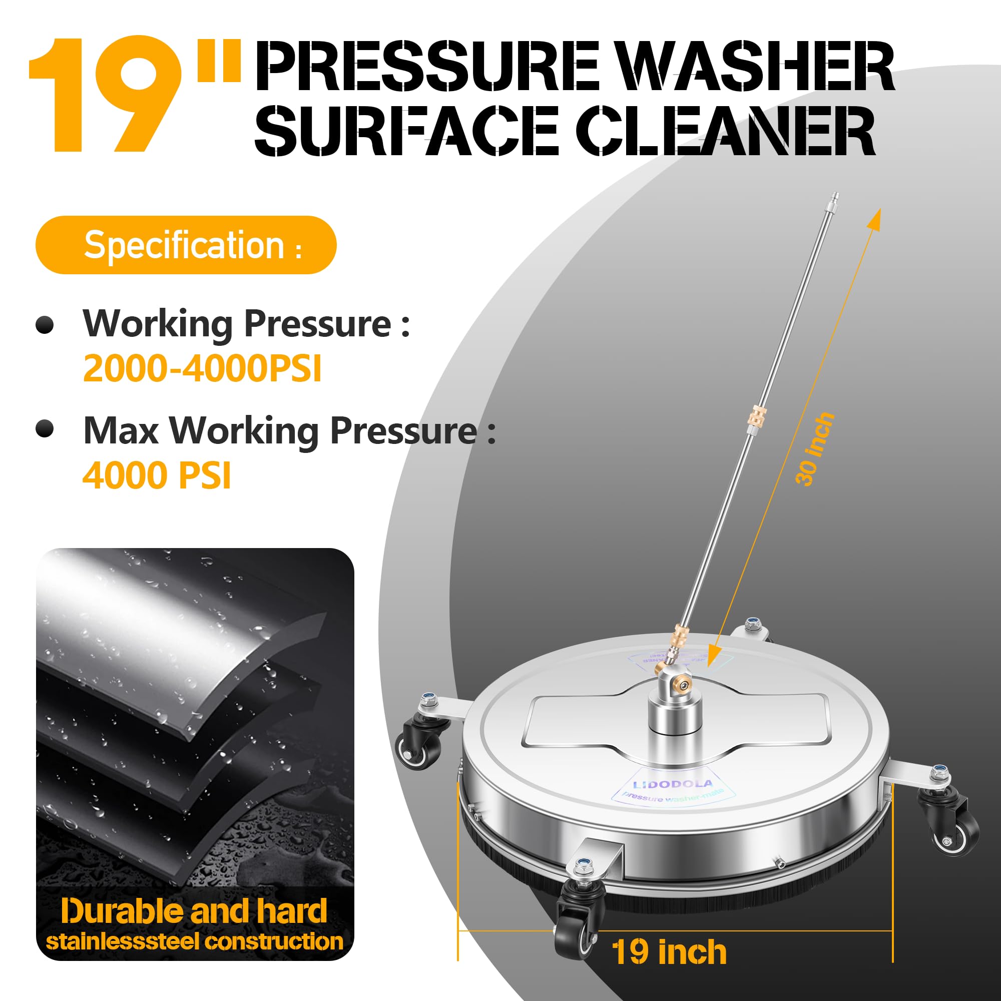 Snapklik.com : 19" Pressure Washer Surface Cleaner