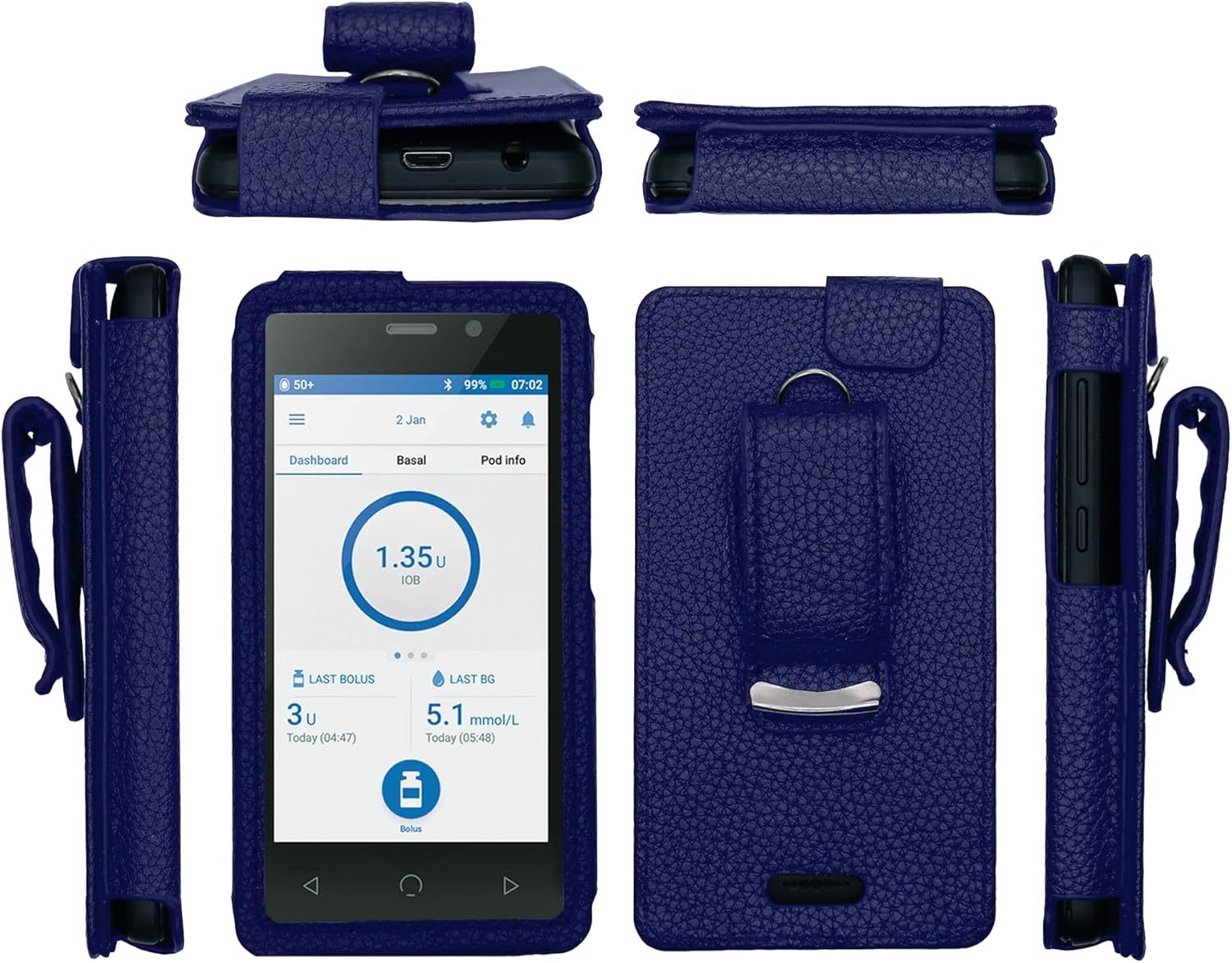 Amazon.com: Fitted Leather Case W/Screen Protector (Includes Carabiner & Lanyard) for Omnipod ...