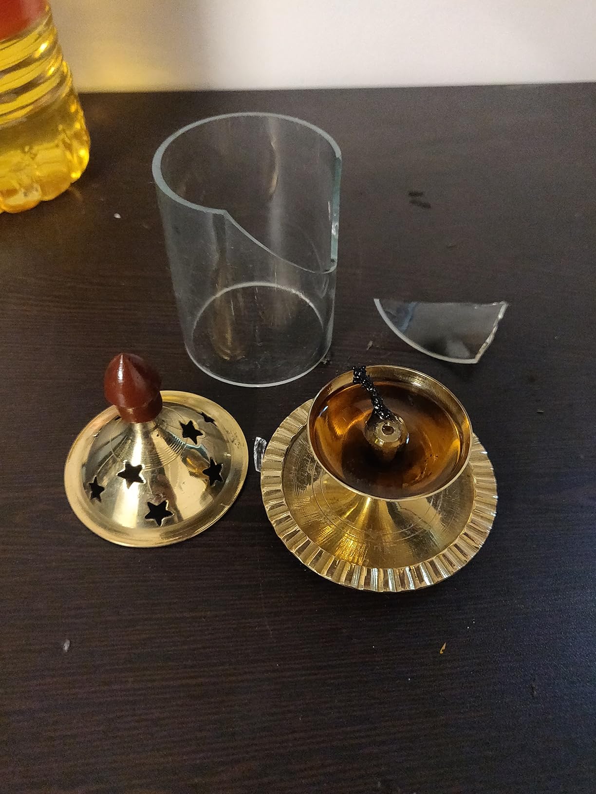 Buy Brass Akhand Diya with Glass Cover - 5 Inch Diwali Decor for Pooja ...