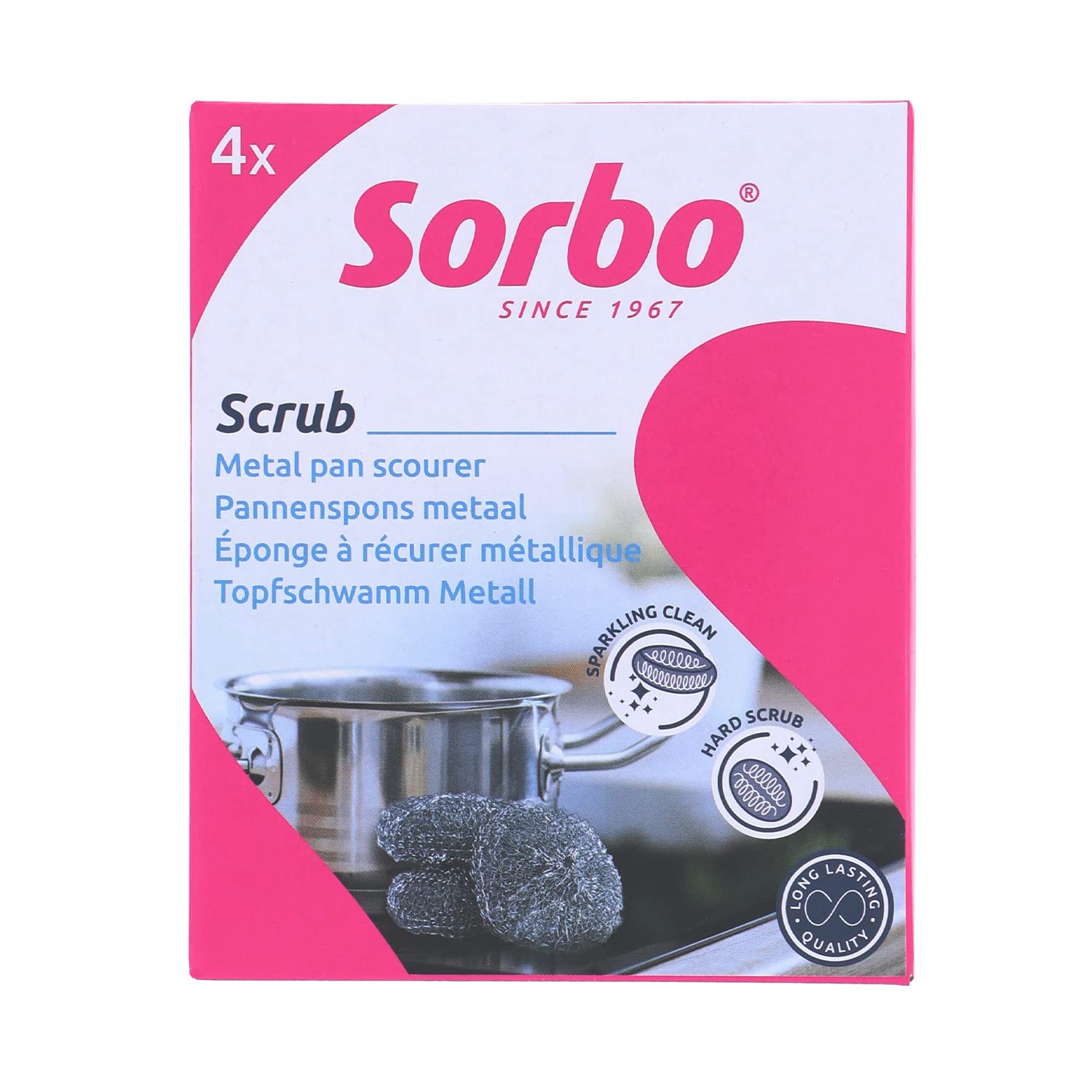Sorbo Metal Pan Scourers, 4 Pack, Metalic : Amazon.co.uk: Home & Kitchen