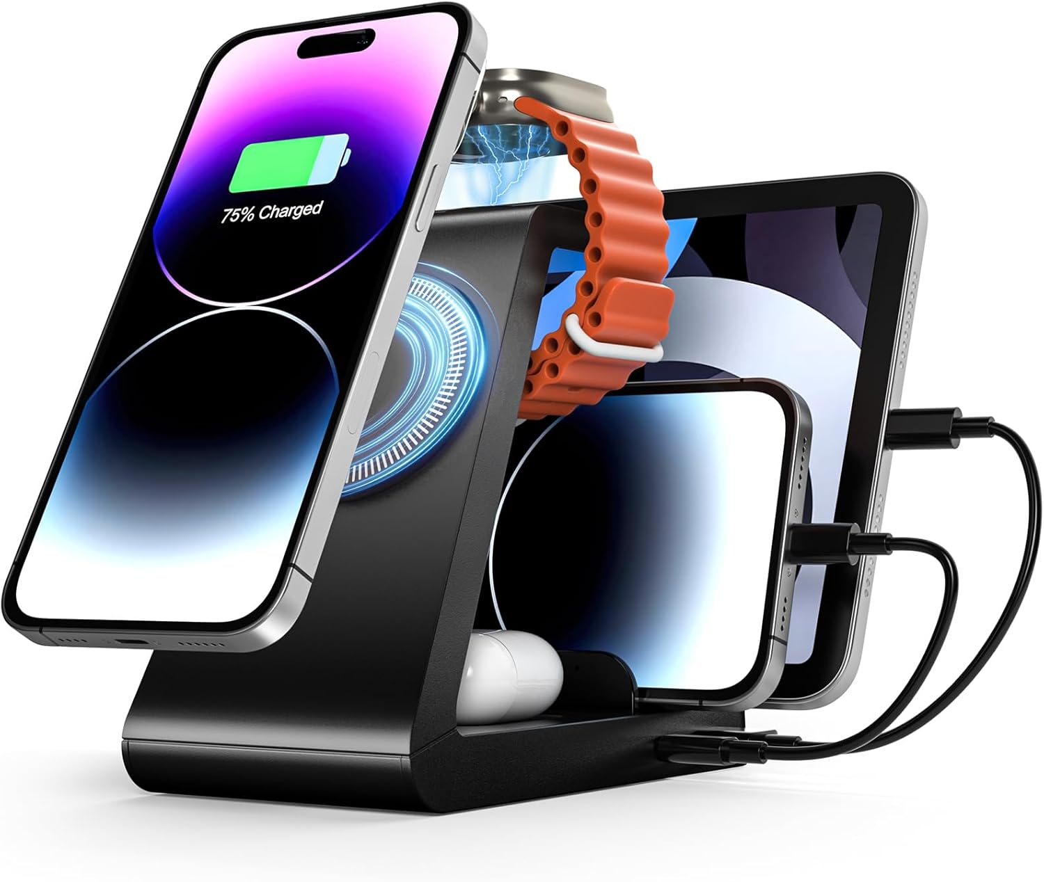 Wireless Charger, 5 in 1 Wireless Charging Station for iPhone 15/14/13 ...