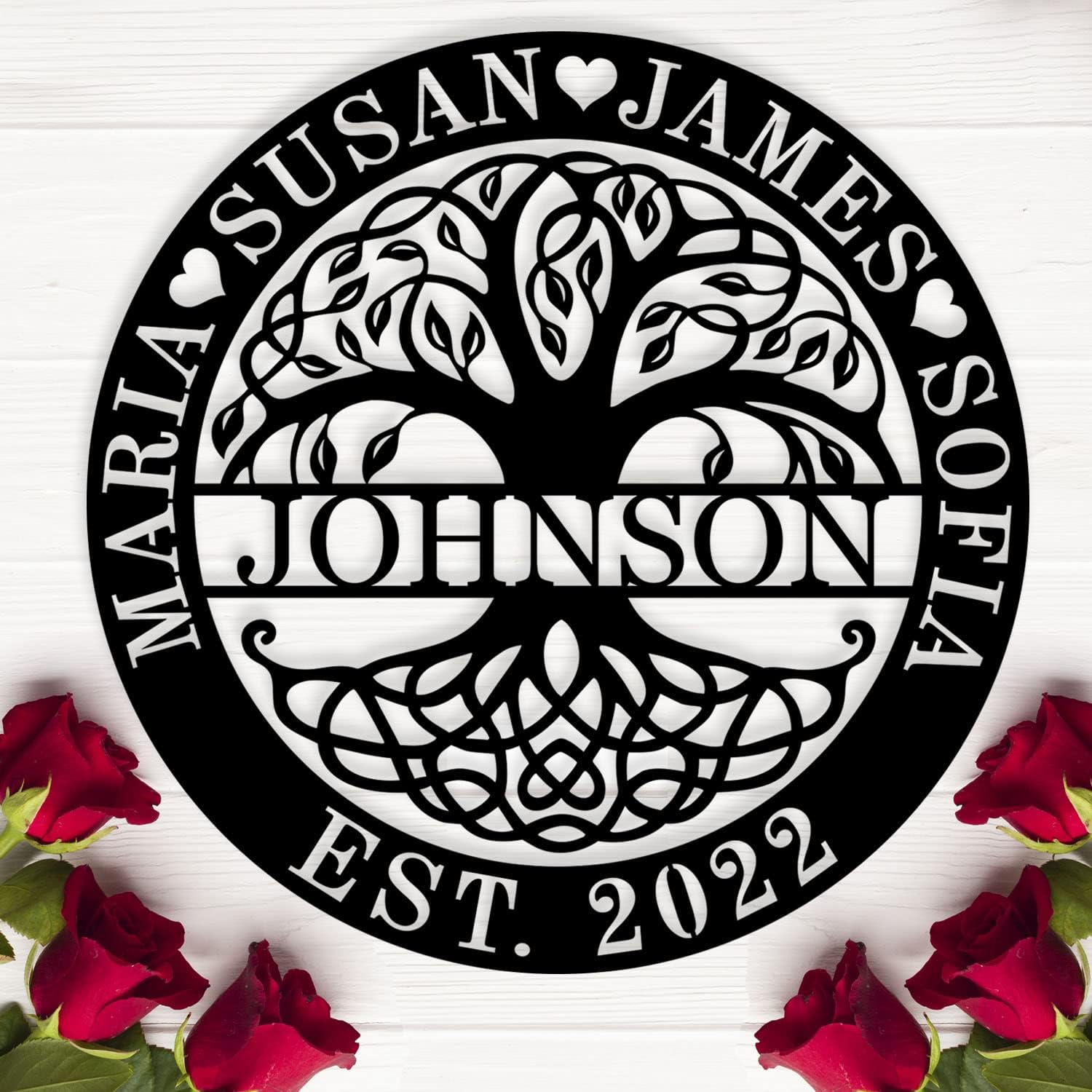 Buy Tree of life wall art Custom Tree of life Monogram Metal Sign ...