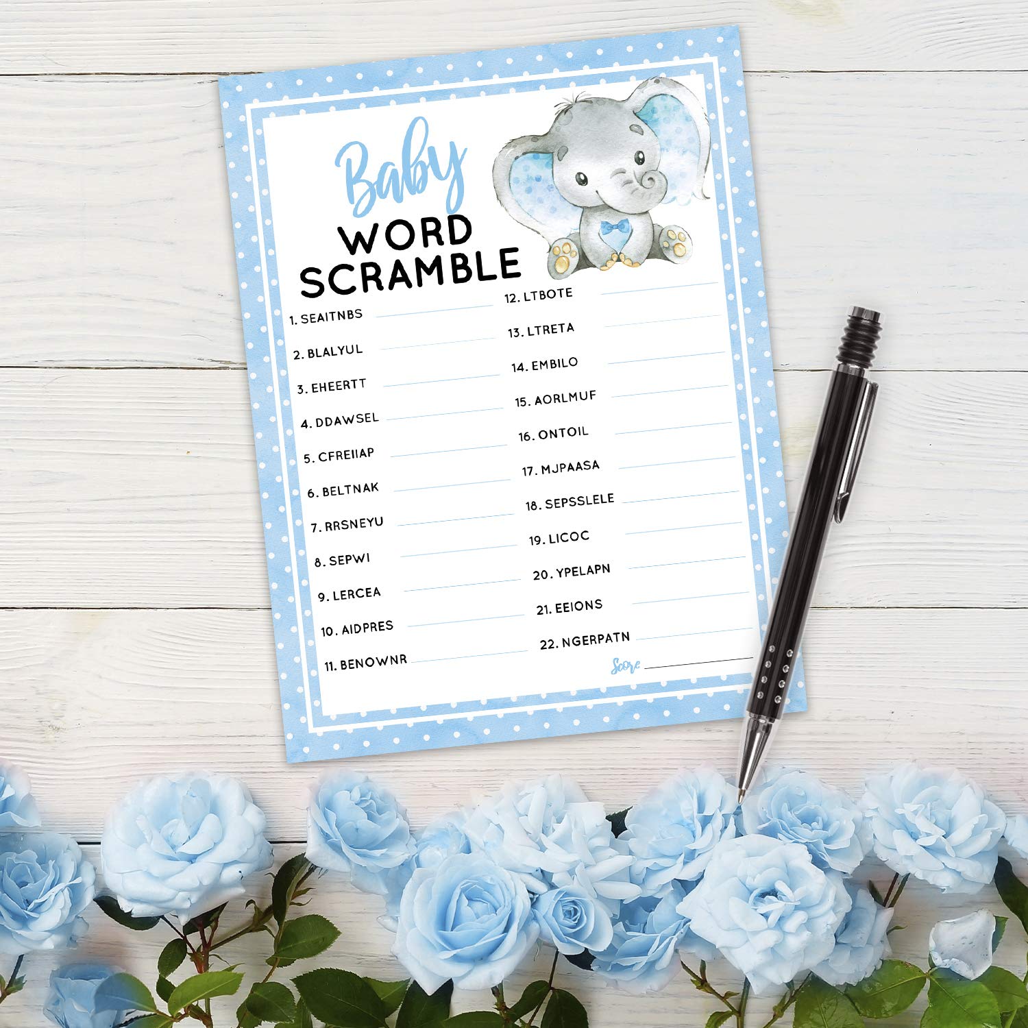 Elephant Baby Shower Word Scramble Printable Elephant Themed Baby