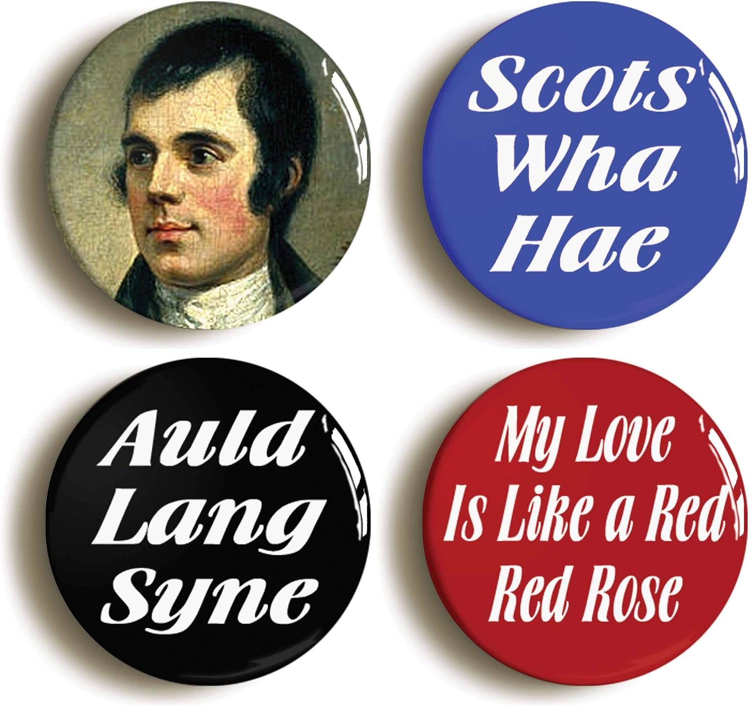 ROBERT BURNS BADGE BUTTON PIN SET (Size is 1inch/25mm diameter) RABBIE ...