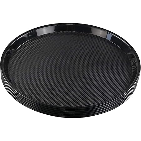 Amazon.com: Obstnny Black Plastic Serving Tray, 13.5" Round Food ...