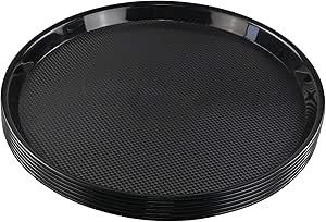 Amazon.com | Obstnny Black Plastic Serving Tray, 13.5" Round Food ...